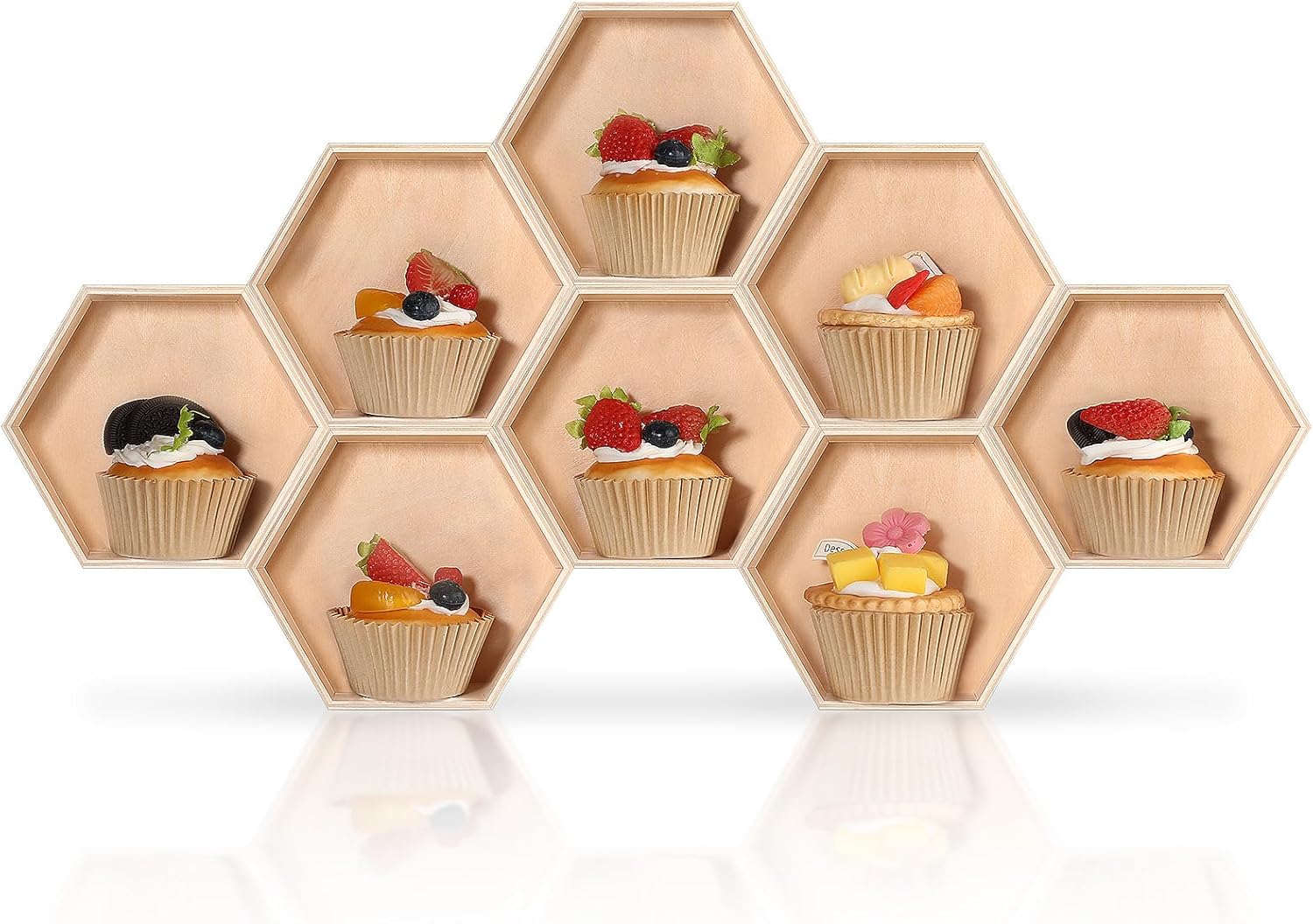 Amazon.com | Barydat 8 Pcs Mini Honeycomb Cupcake Holder Hexagon Cake ...