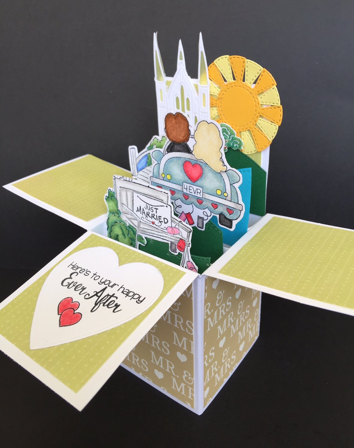 Amazon.com: Whimsical wedding pop up card - 3D wedding pop up box card ...