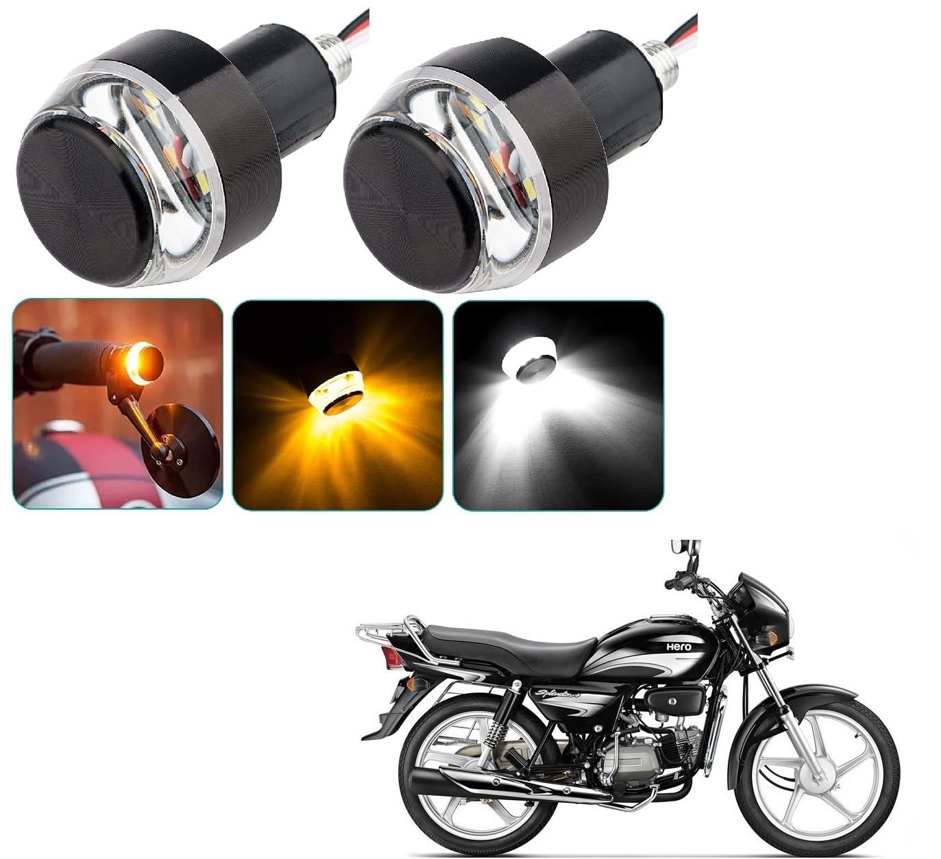 AUTOADDICT Auto Addict Bike And Scooty Handle Bar End DRL/White And ...