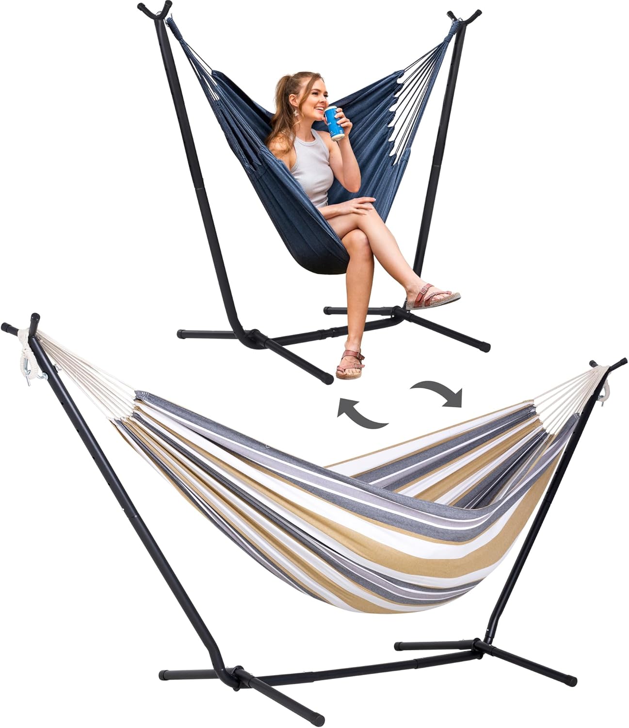 Amazon.com : SUNCREAT 2-in-1 Convertible Double Hammocks 2 Person Heavy ...