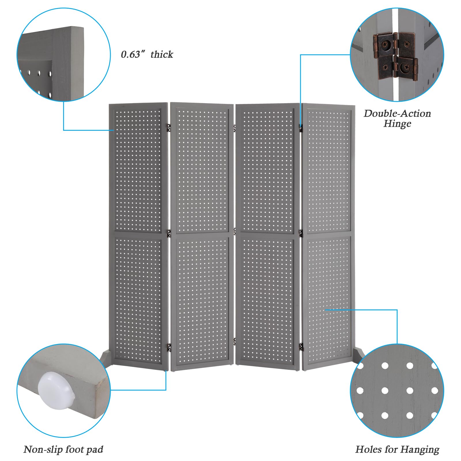 Snapklik.com : Bonnlo 4 Panel Pegboard Freestanding, 5 FT Portable ...