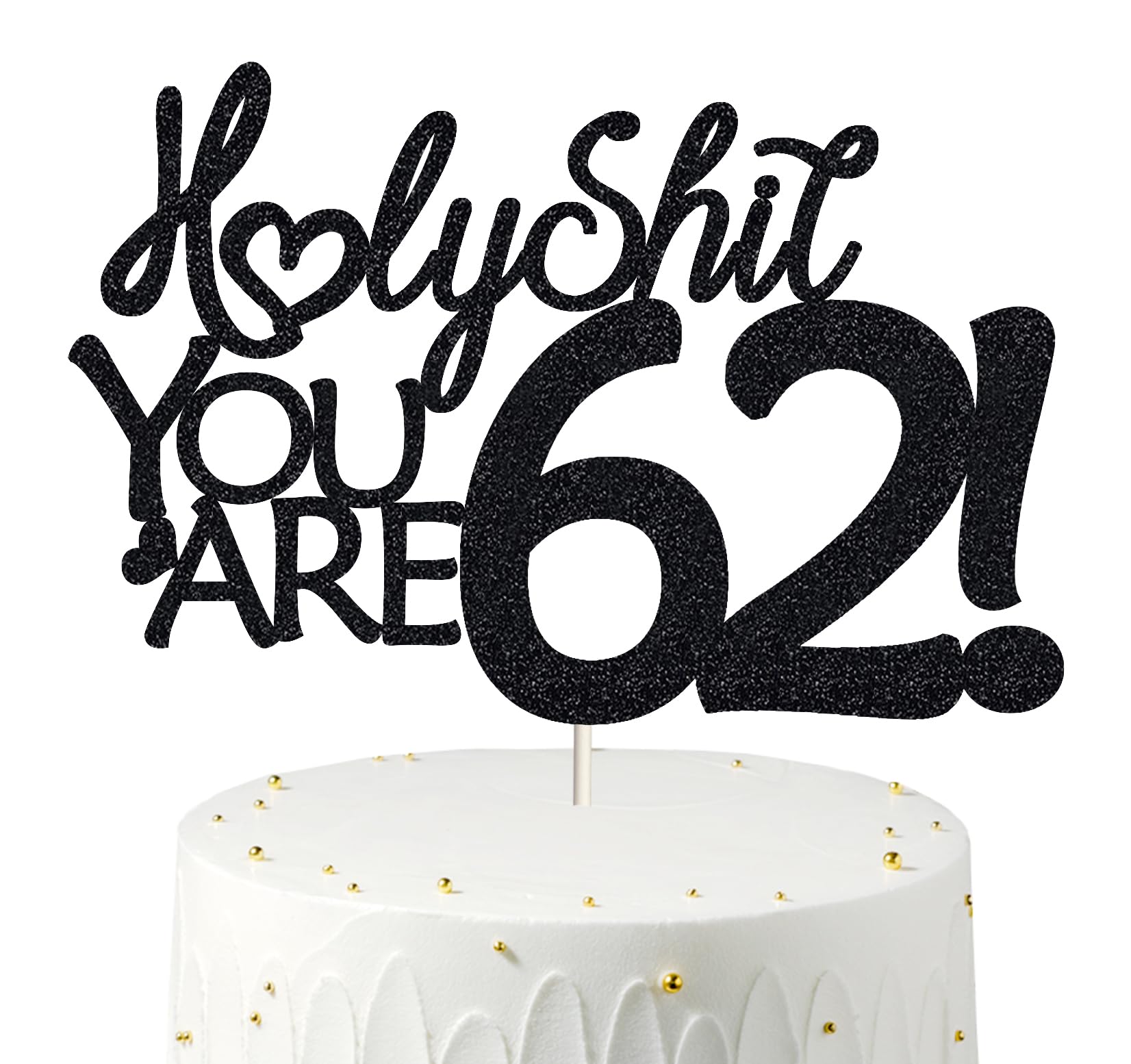Snapklik.com : 62 Cake Toppers, 62 Birthday Cake Toppers-Black Glitter ...
