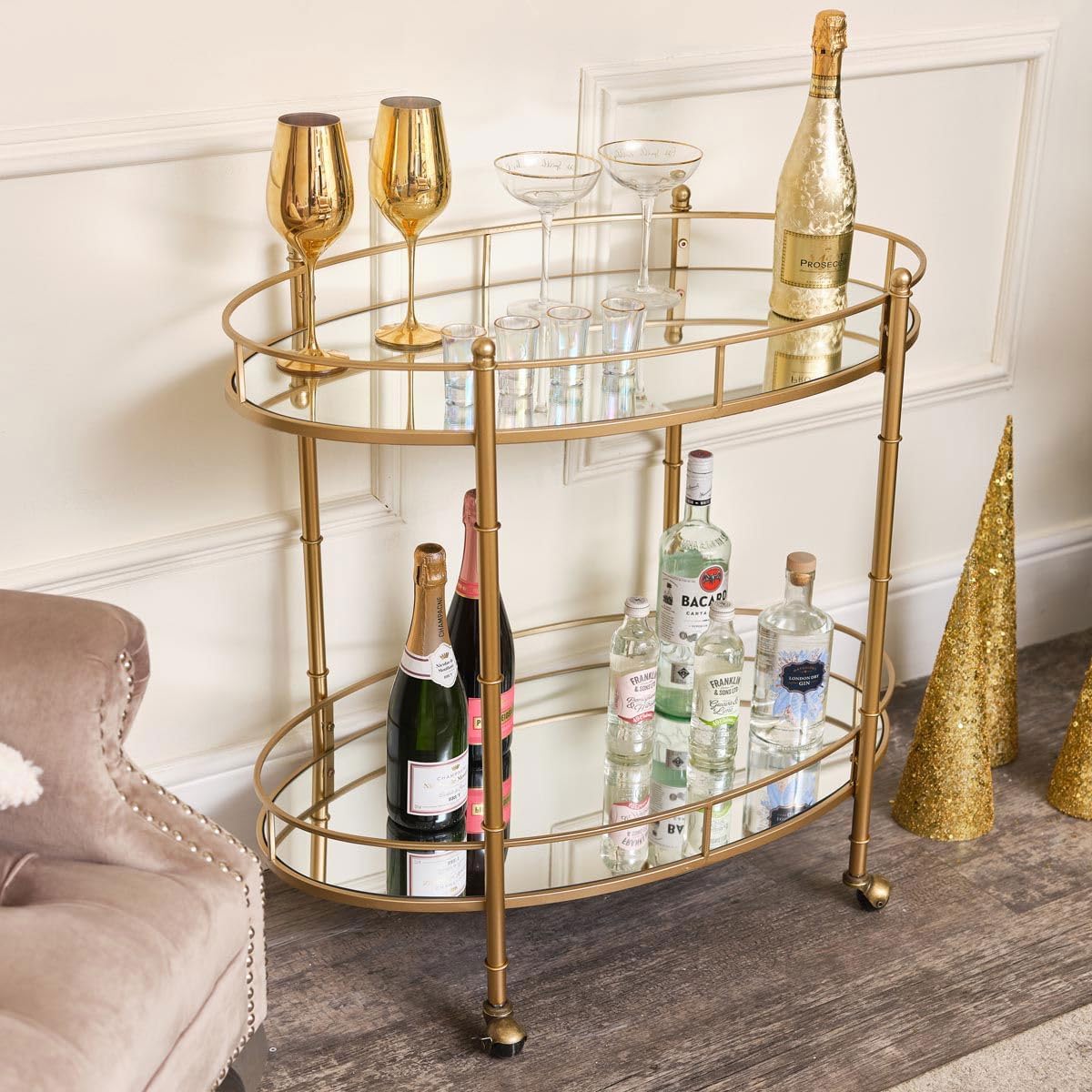 Modern Chrome Serving Drink Drinks Hostess Portable Push Tea Trolley ...