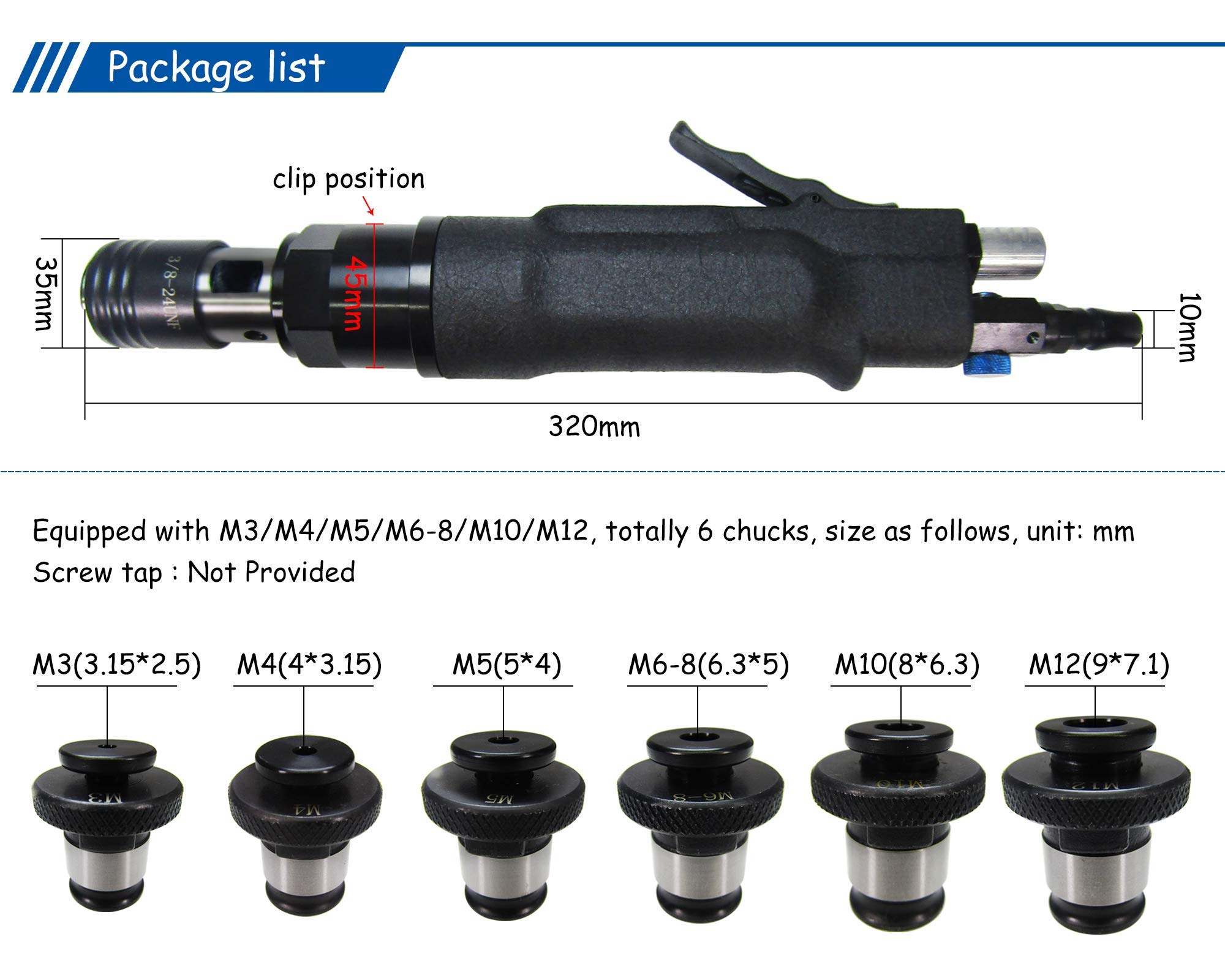 Snapklik.com : MXBAOHENG M3-M12 Pneumatic Tapping Machine Air Drill ...