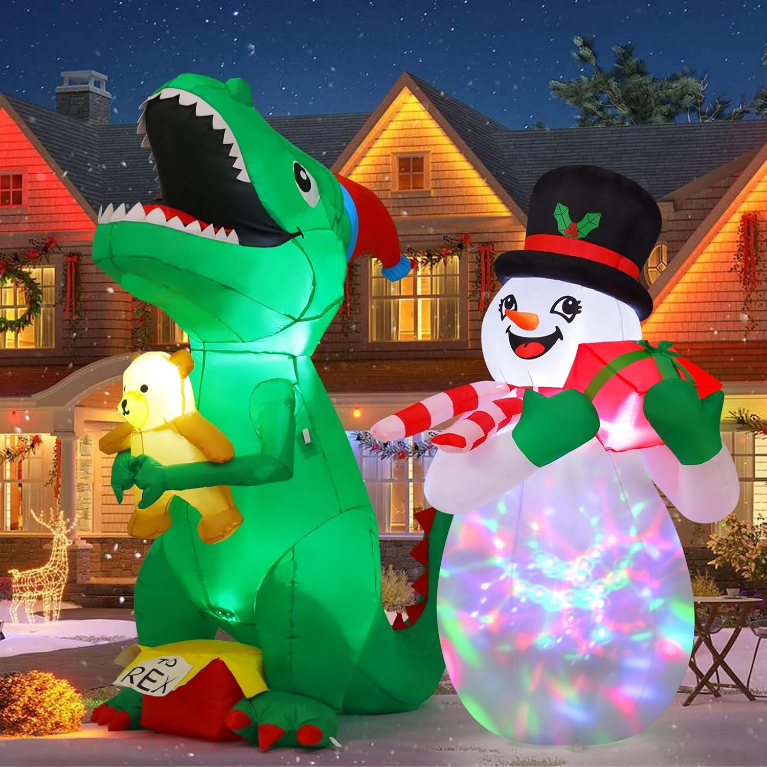 Amazon.com: GOOSH 6FT Christmas Inflatable Colorful Snowman and 7FT ...