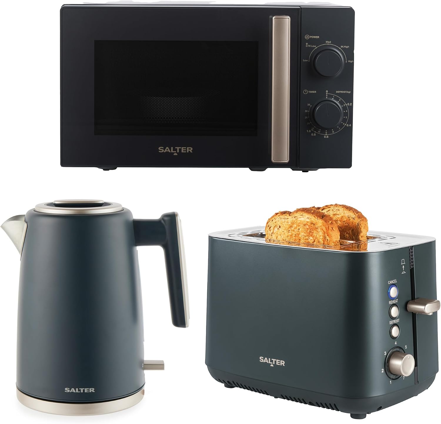 Salter Marino Kettle, Toaster & Microwave Set – 3KW Rapid Boil Cordless ...