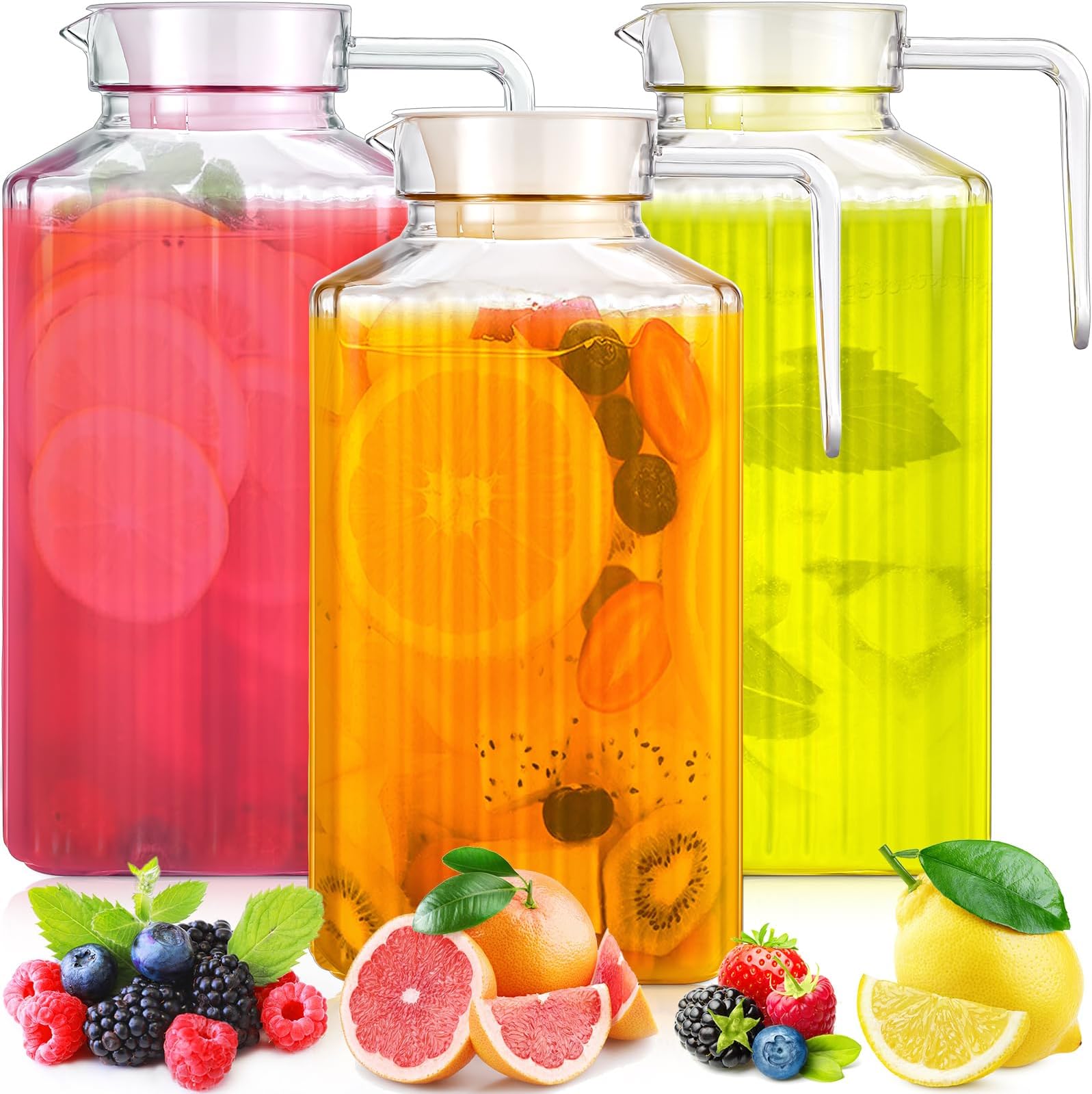 Amazon.com: Dandat 4 Pcs Acrylic Pitcher with Lid Unbreakable Clear ...