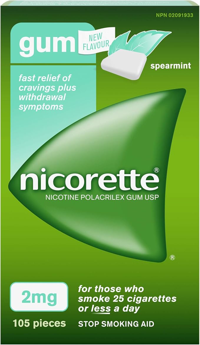 Nicorette Gum, Nicotine 2 Mg, Spearmint Flavour, Quit Smoking Aid And ...