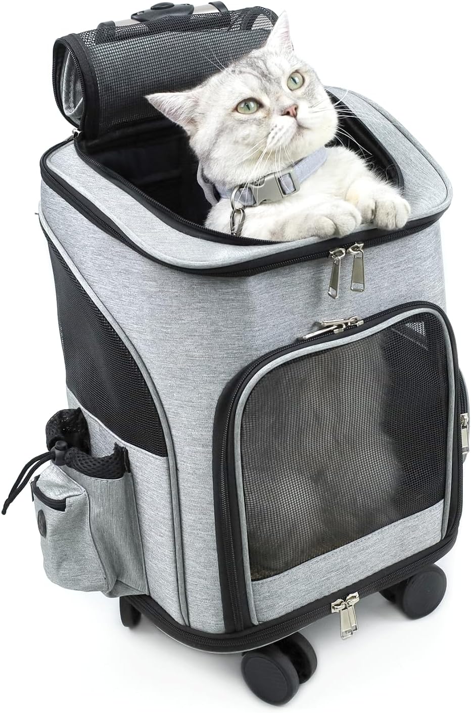 Pet Carrier Backpack with Wheels for Cat, Cat Backpack with Wheels ...