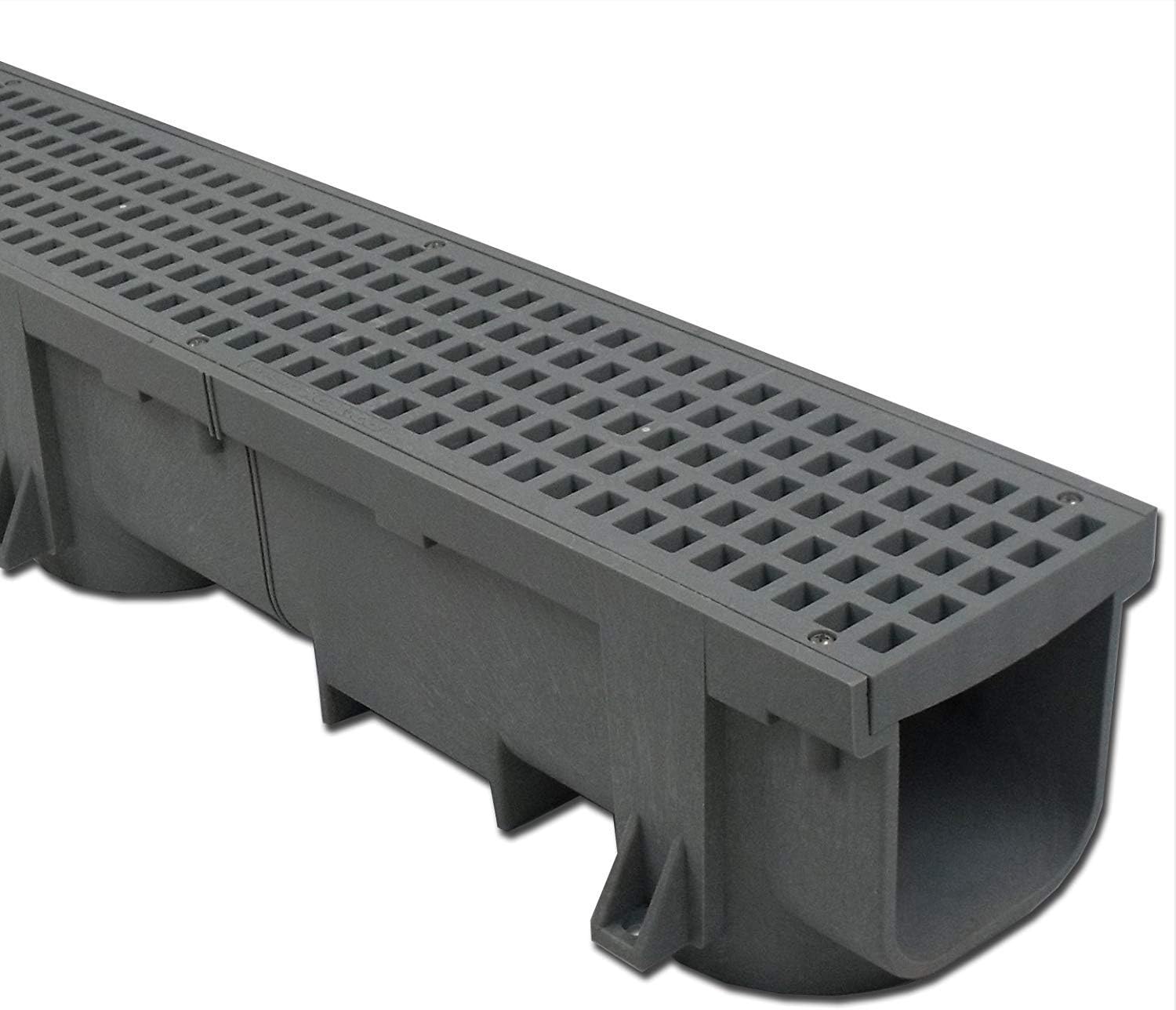 Polylok Heavy Duty 4ft Trench Drain & Grate - Gray - Amazon.com