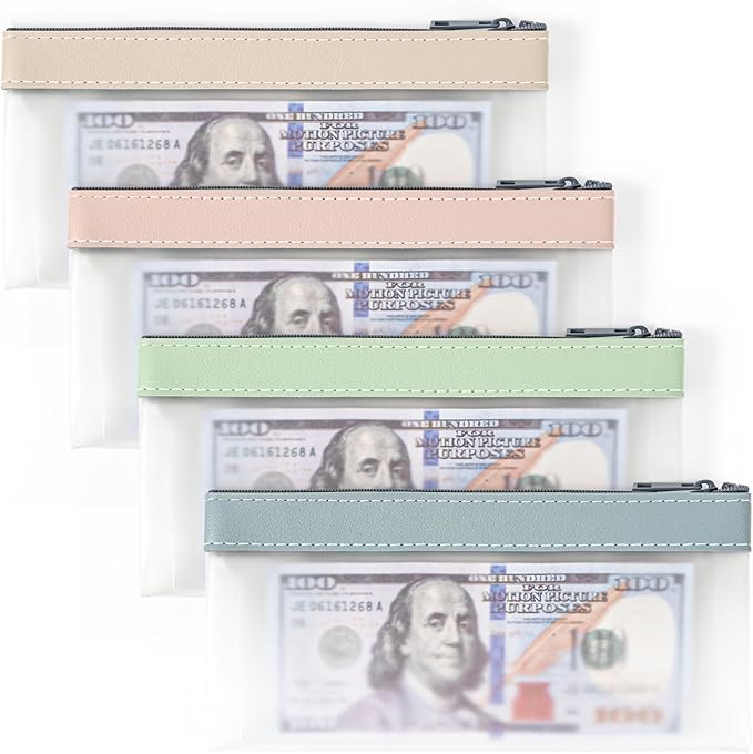 4 Pieces Money Pouch, Cash Envelopes for Budgeting, 7.2 x 3.9 inch ...