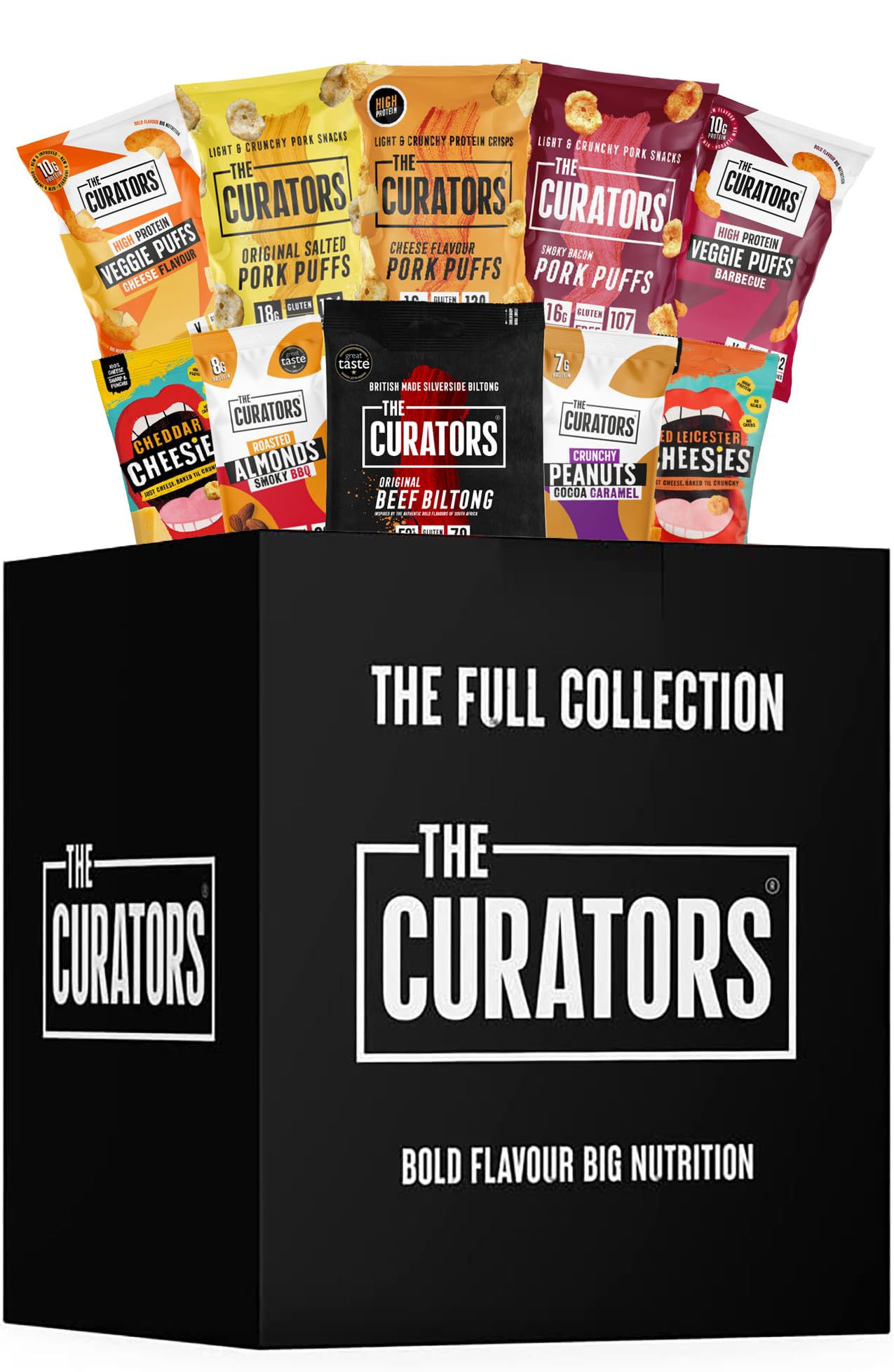 THE CURATORS High Protein Savoury Snack Collection Box, Biltong, Pork ...