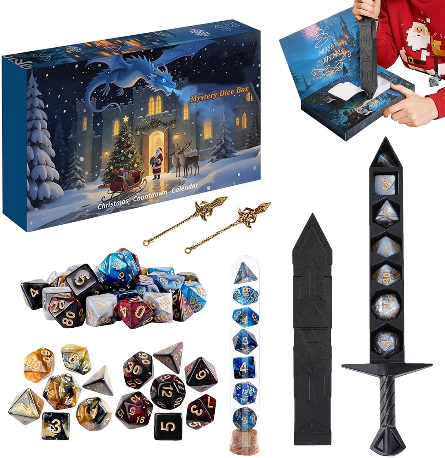 Amazon.com: D-D Dice Set Advent Calendar 2025, Christmas Polyhedral ...