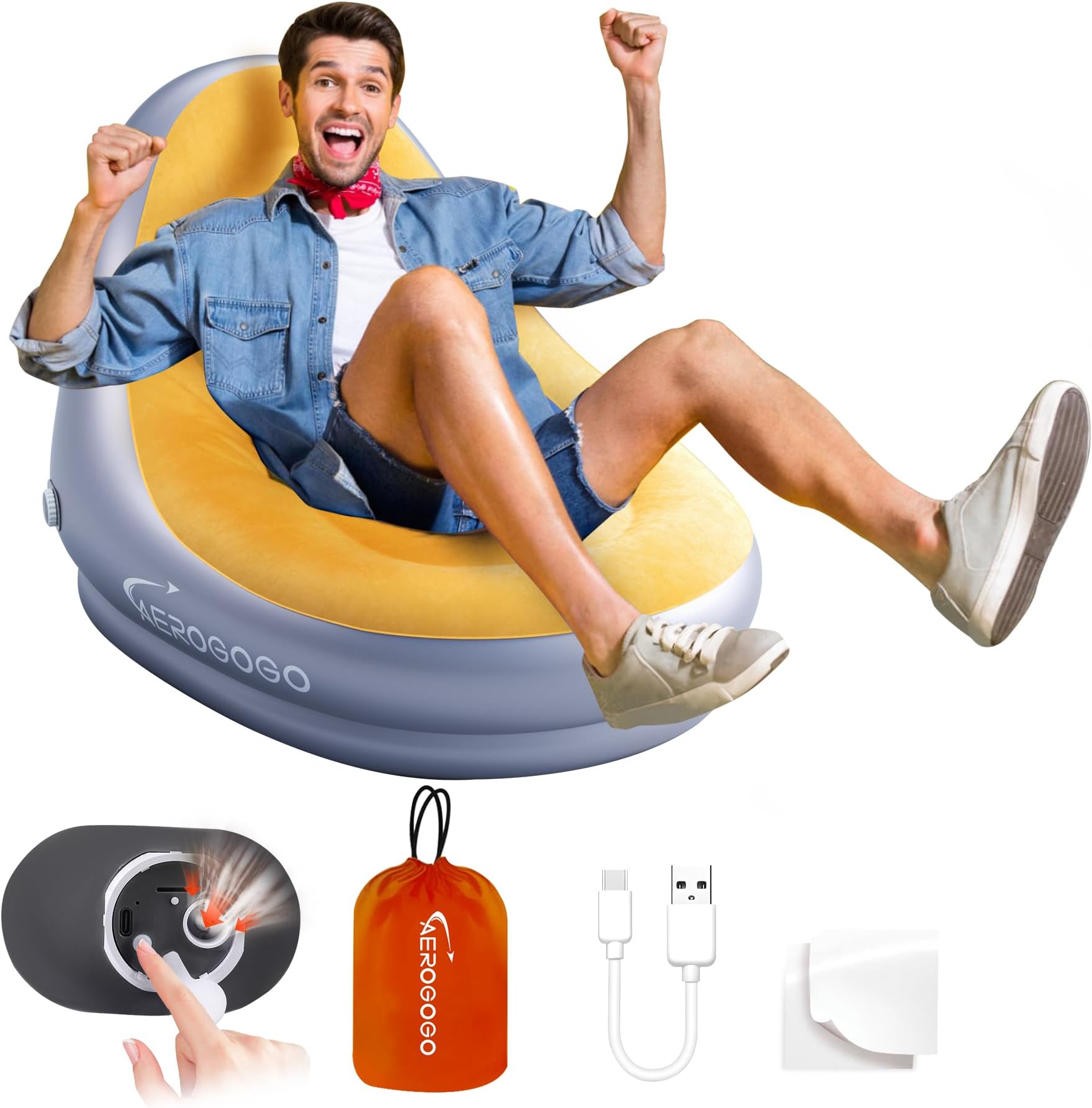 Amazon.com : Aerogogo PS2 Inflatable Lounger Air Sofa Chair, Built-in ...