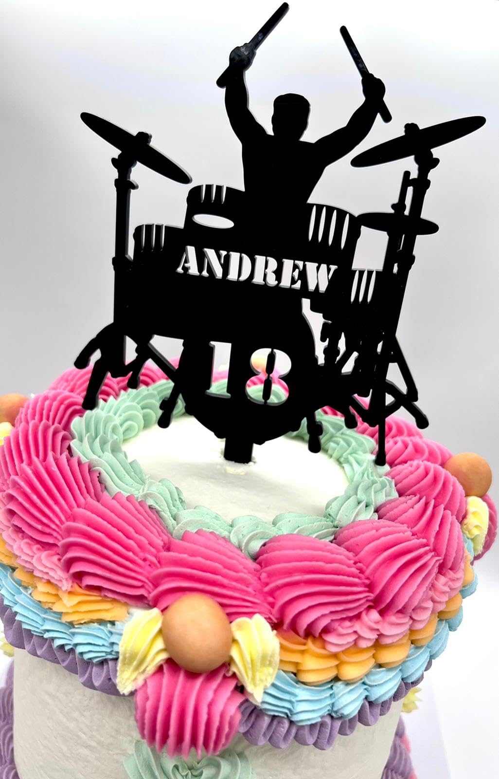 Generic Personalised Drummer Cake Topper, 1 Count, Clear/Transparent, 5 ...