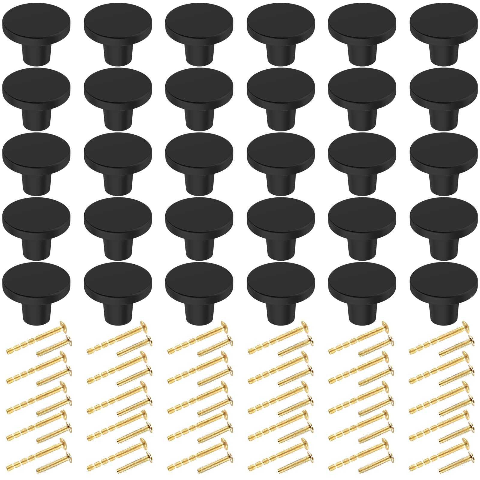 BIGLUFU 25mm/1 inch Drawer Knob, Black Kitchen Cabinet Knobs,Round ...