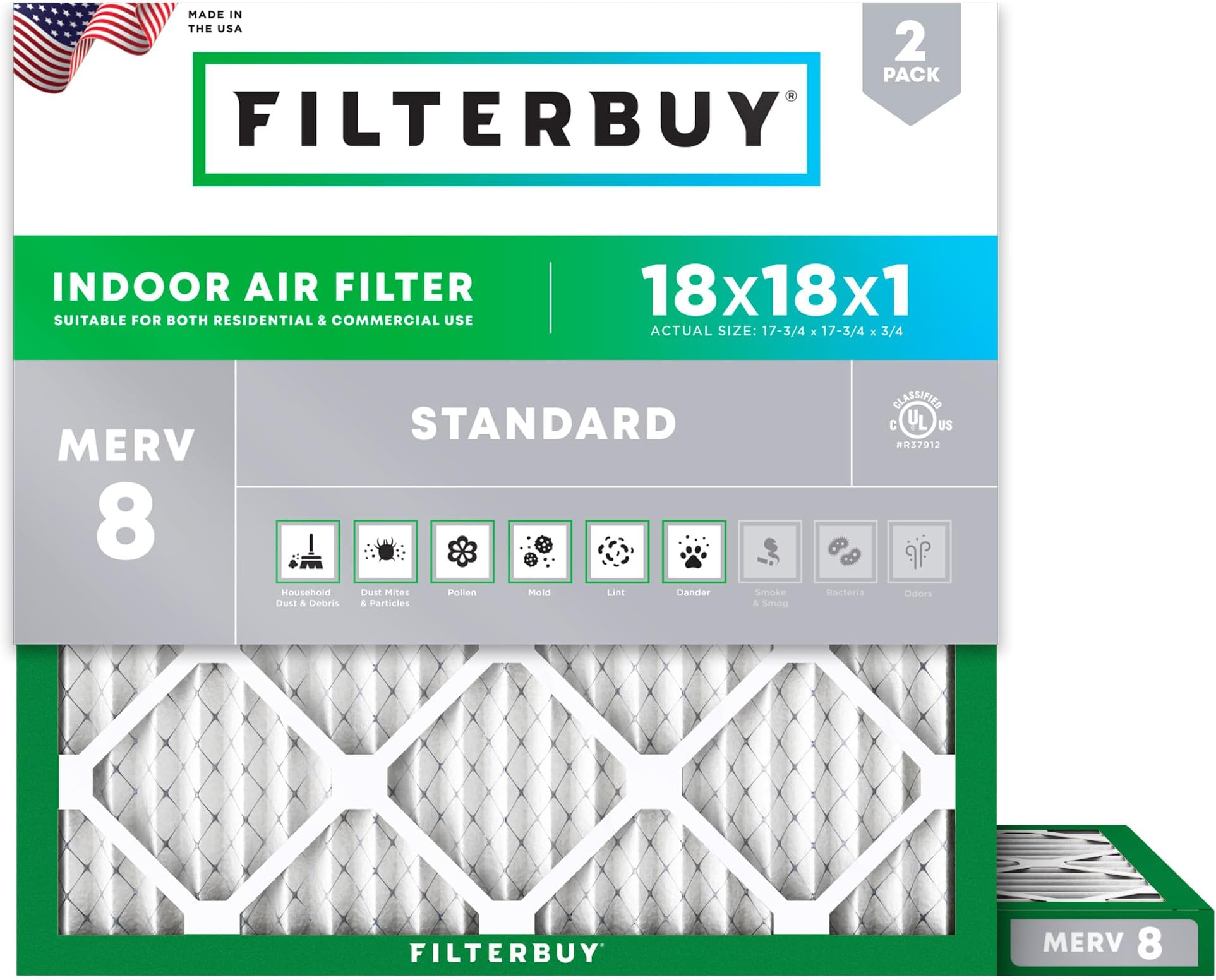 Amazon.com: TRIGHTFILTERS 18x18x1 Air Filter 4 Pack, MERV 8 Pleated ...