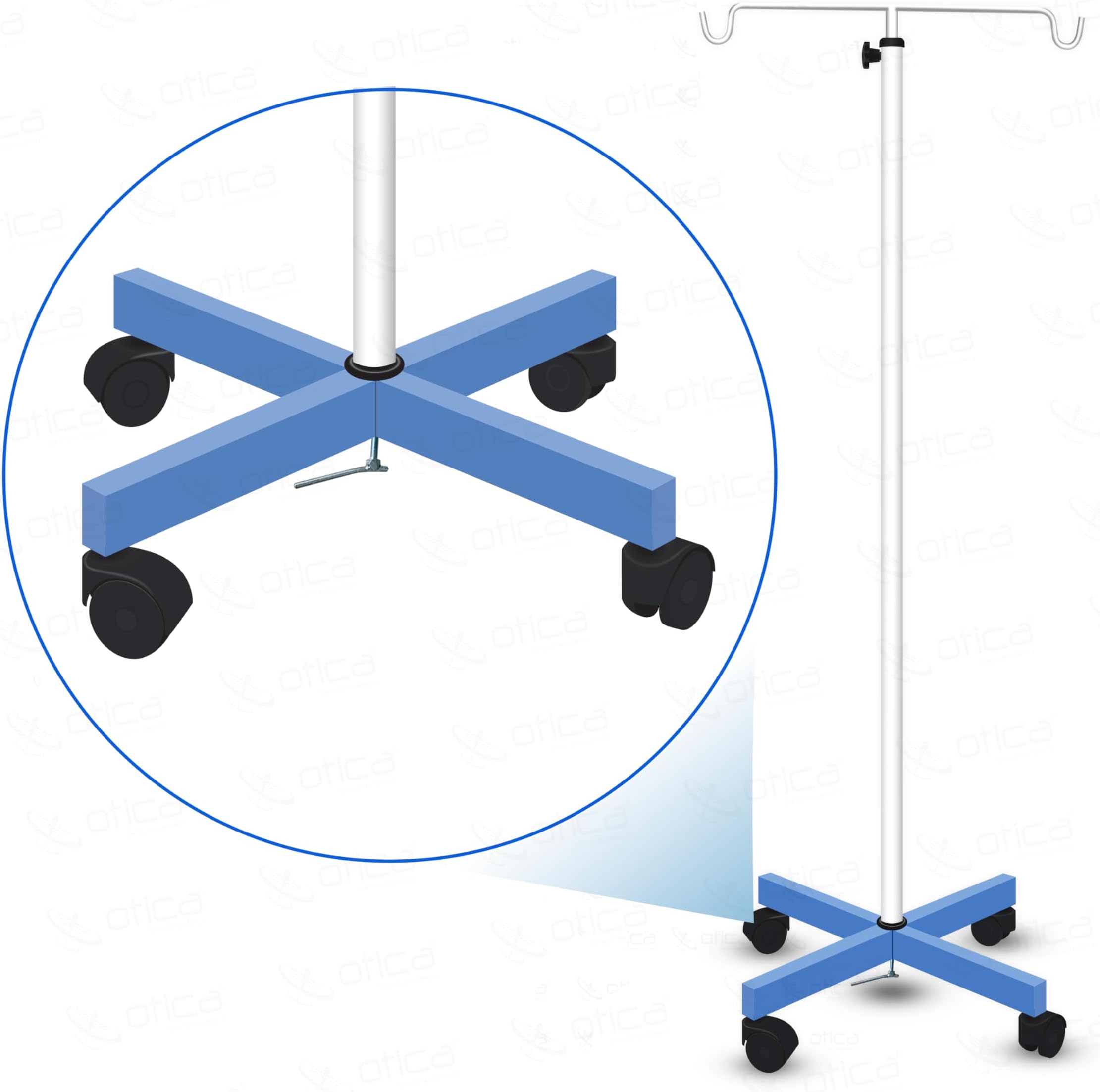 Otica Hospital Saline IV Stand with 4 Wheels | Height Adjustable Drip ...