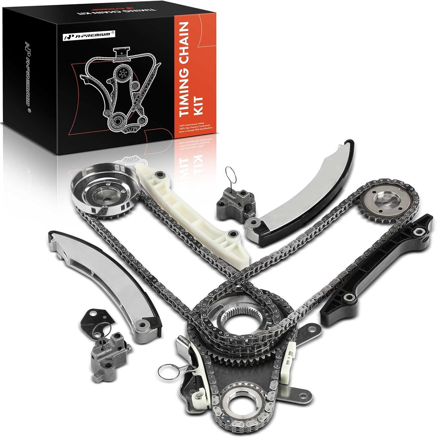 A-Premium Kit de cadena de distribución del motor con tensor – compatible con SOHC, 6Cyl 3.7L ...
