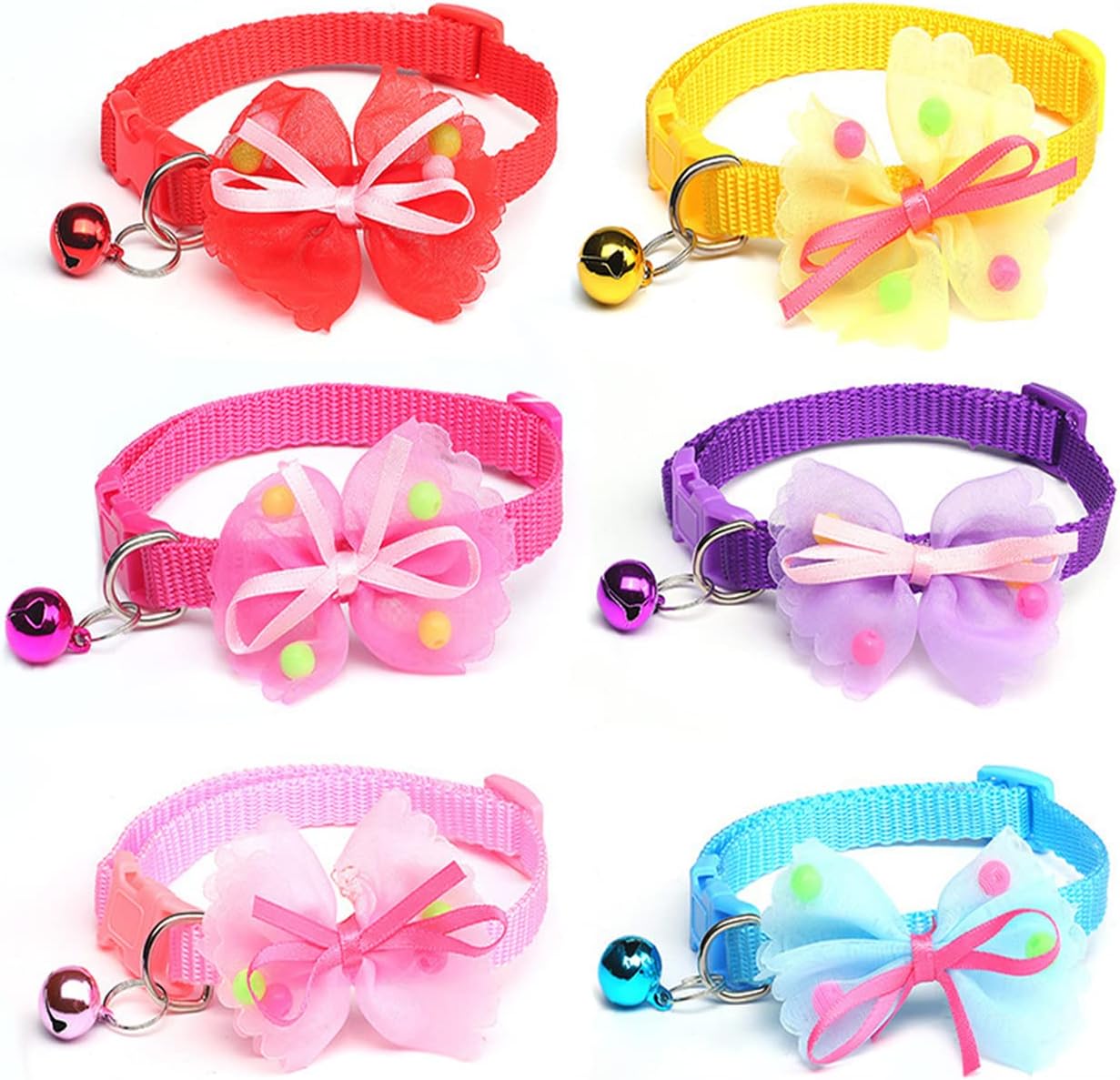 MAX COOK 12 Pack Cat Collars with Bells Soft Cute Kitten Collars Cat ...