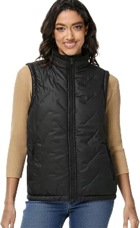 RoseZose Women's Quilted Puffy Vest Lightweight Fleece Lined Zip Up ...