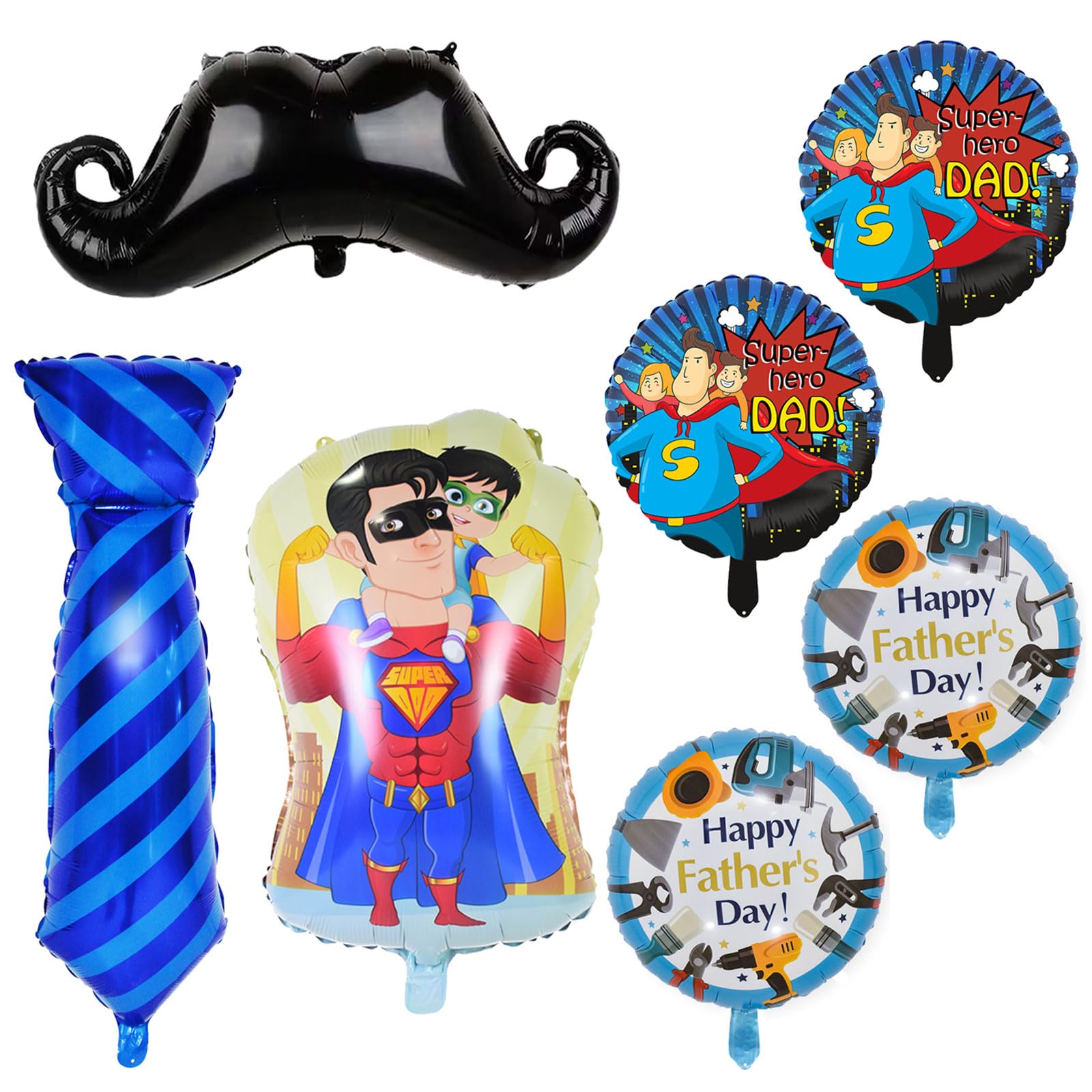 Snapklik.com : 7 Pcs Fathers Day Balloons, 40 Inch Superhero Dad Happy ...