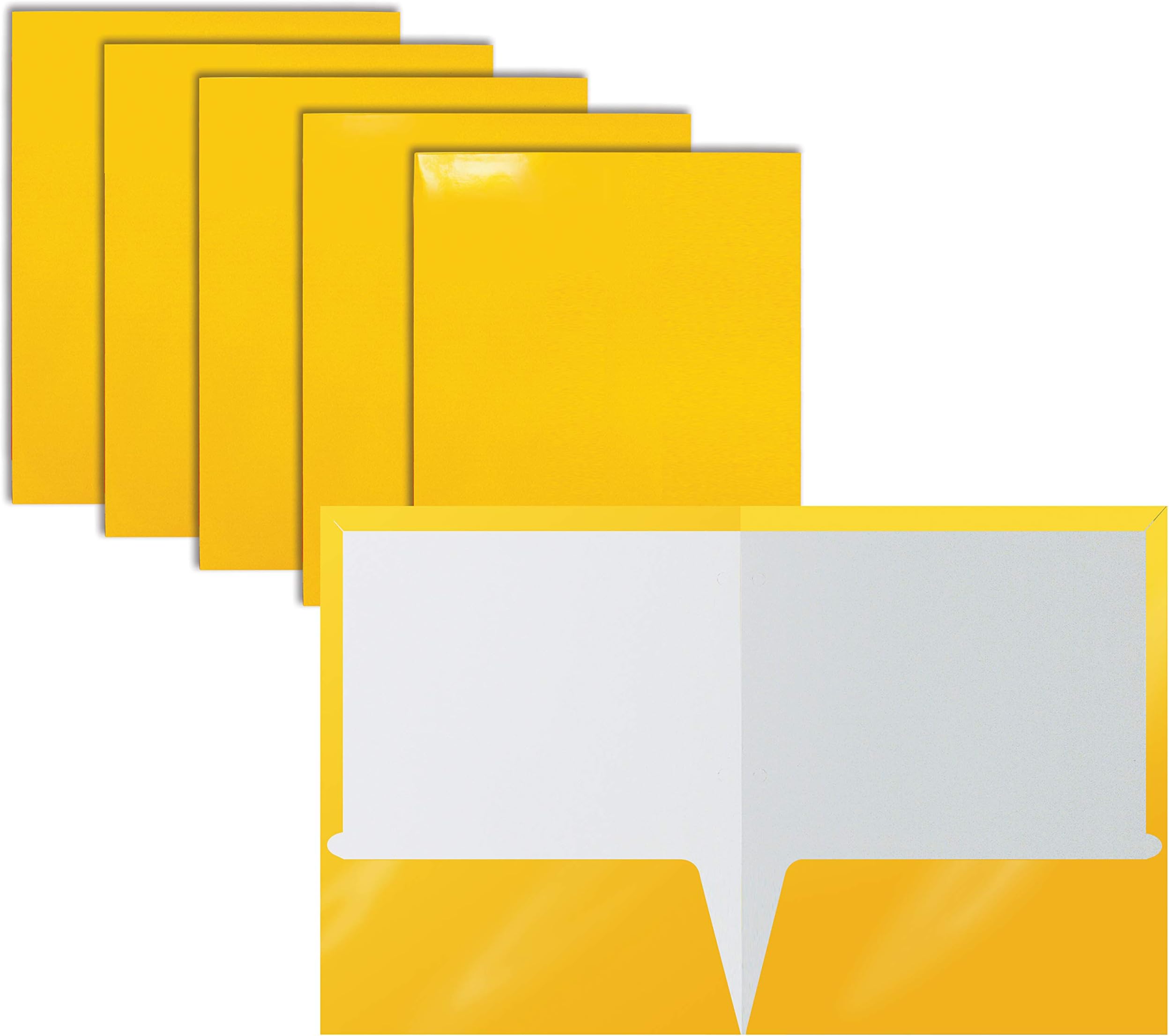 Amazon.com : Better Office Products 2 Pocket Glossy Laminated Yellow ...