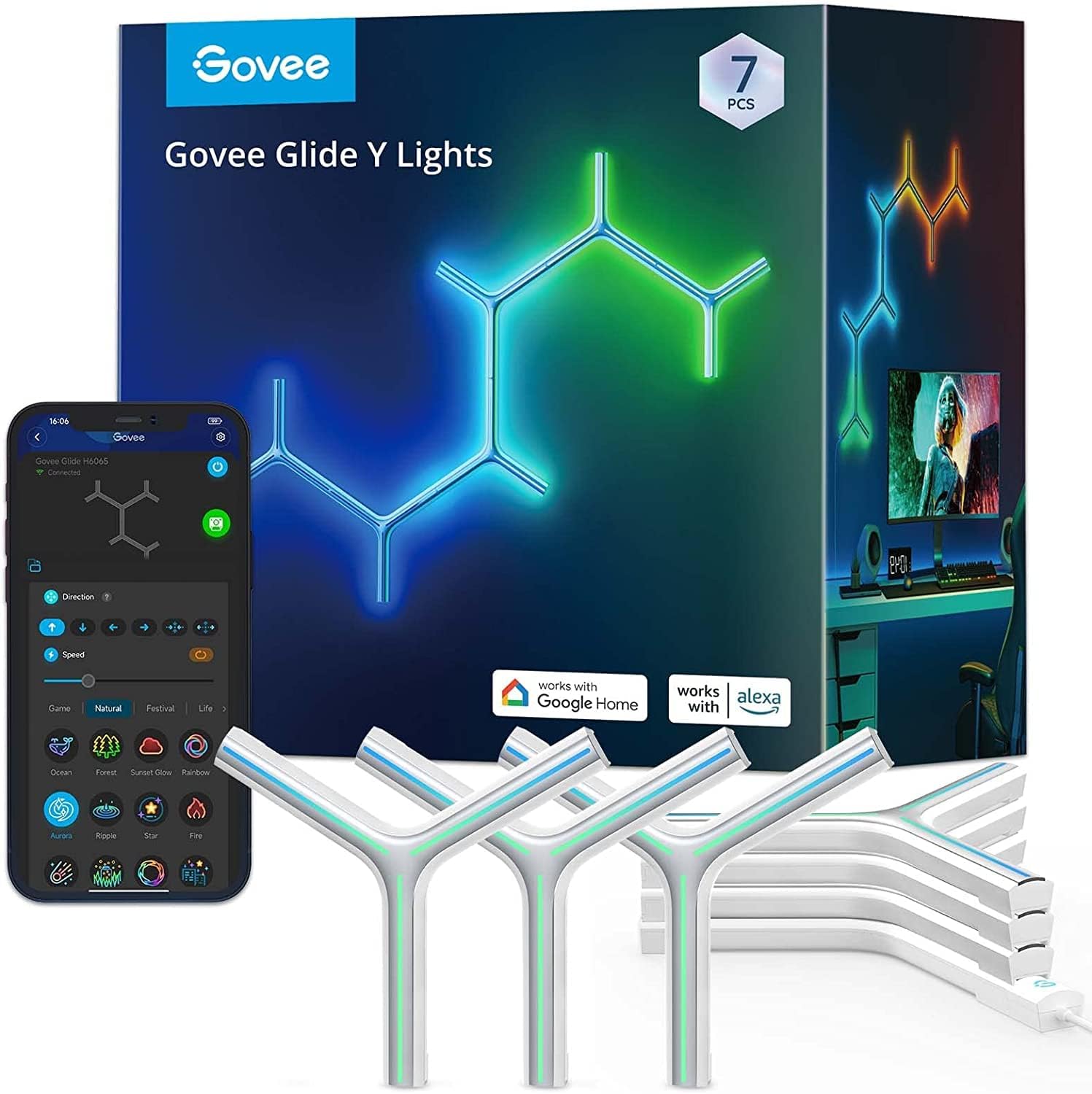 Govee Glide Y Lights, RGBIC LED Gaming Lights, Smart Home DIY Kreative ...