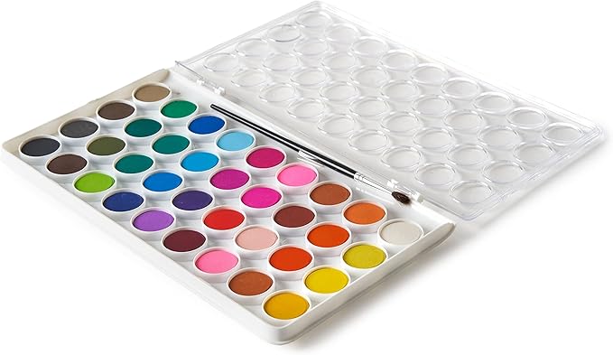 Amazon.com: 36 Color Watercolor Pan Set with Natural Hair Brush by ...