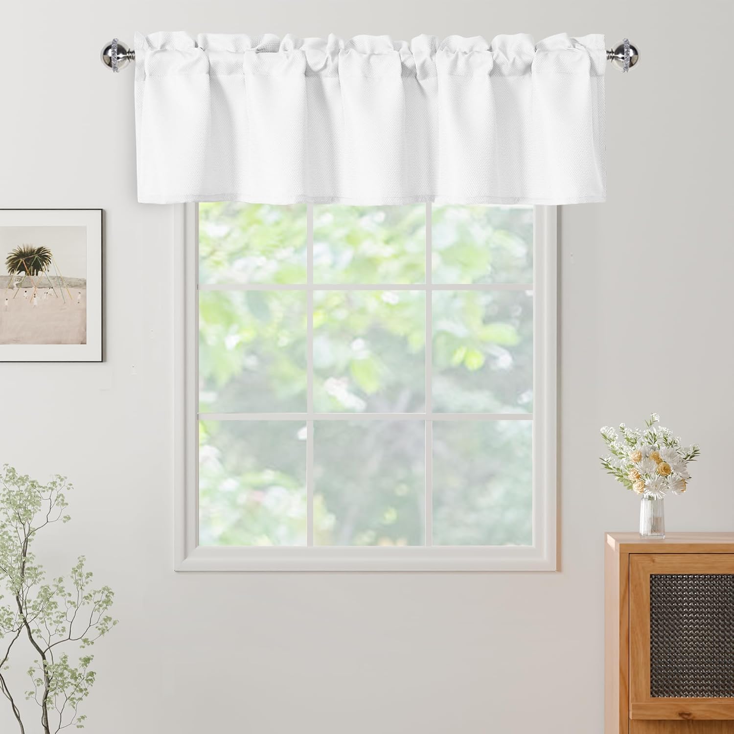 Amazon.com: XWZO White Valance for Windows Rectangle Textured Semi ...