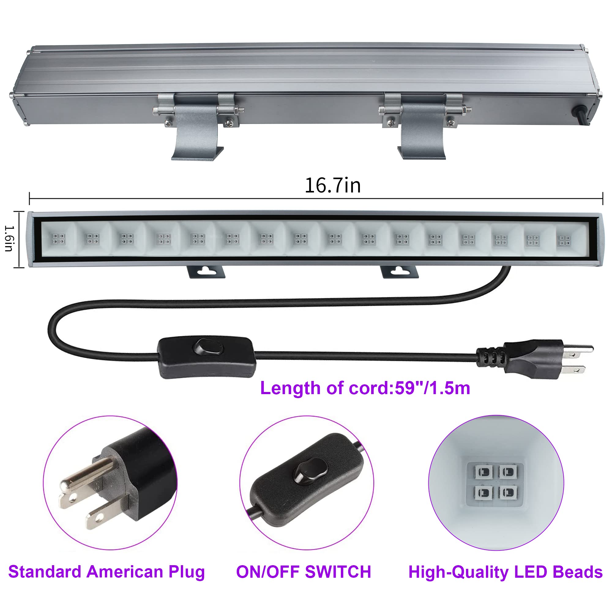 Snapklik.com : 2 Pack 36W LED Black Light Bar, Upgraded 64 LEDs ...