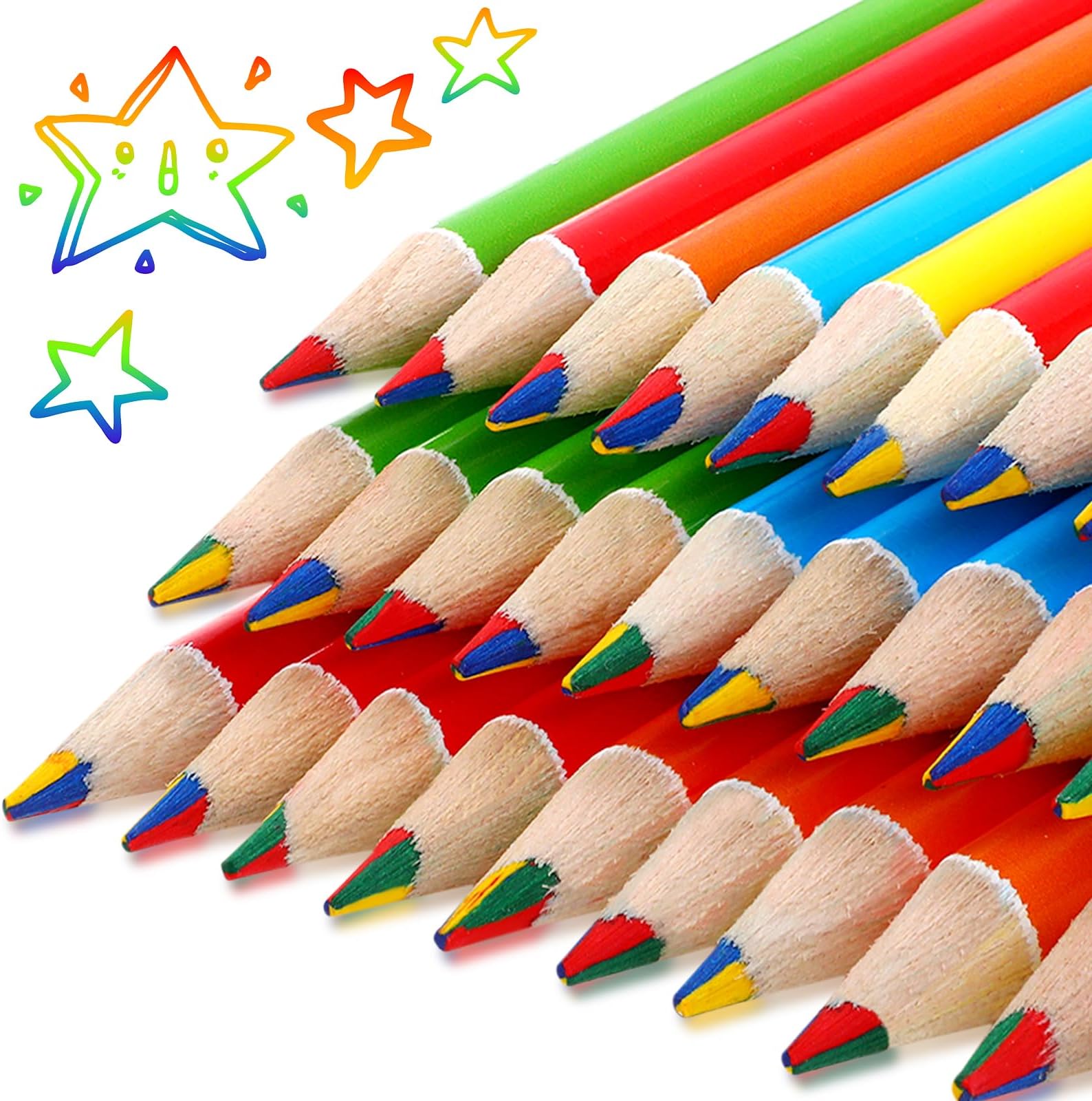 Amazon.com : Skyygemm 30 Pcs 4 in 1 Rainbow Colored Pencil for Kids ...