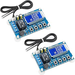 Amazon.com: DROK Electronic Thermostat Controller 2pcs, DC 6-30V 24V Digital Temperature Control ...