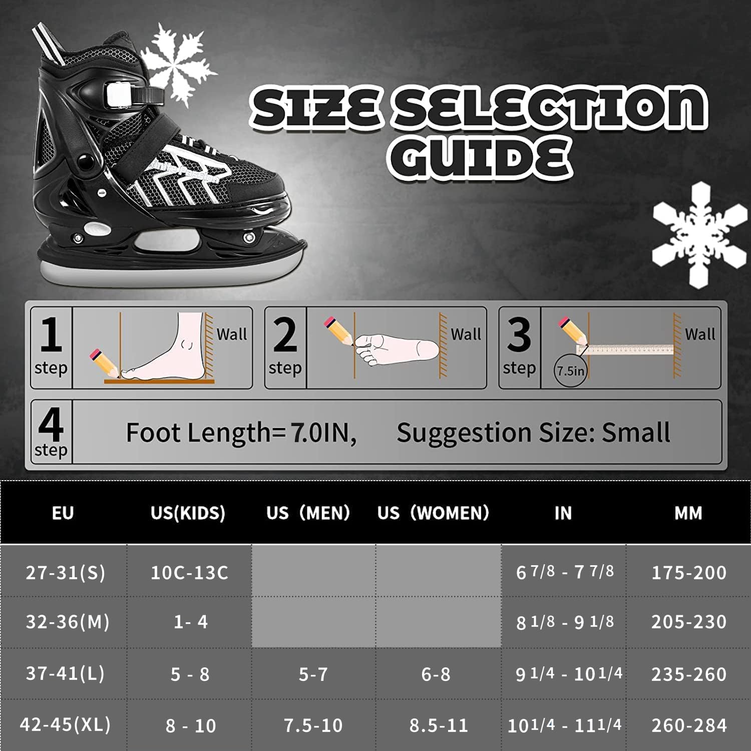 Snapklik.com : Nattork Adjustable Kids Ice Skate For Boys Girls Adult