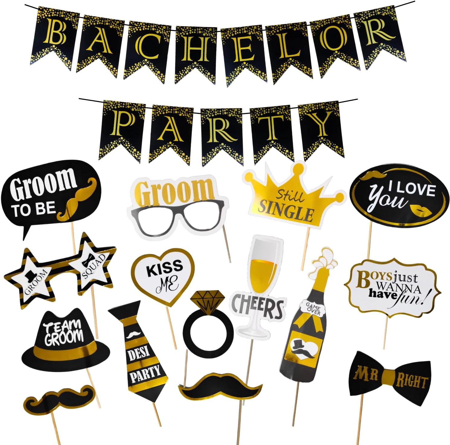 Party Decorz Groom to Be Photo Booth Props and Banner Set of 16 pcs ...