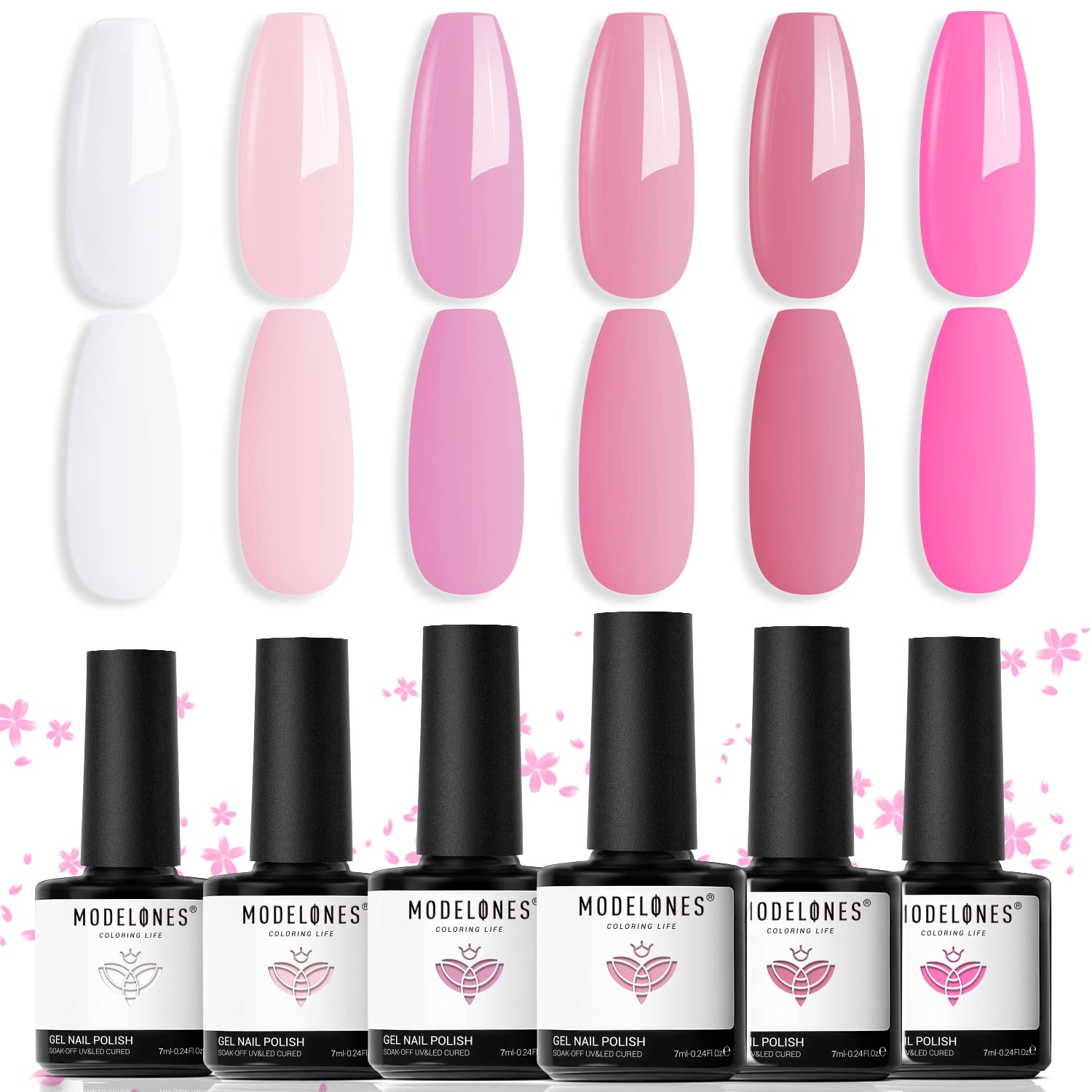 Amazon.com : modelones Pink Gel Nail Polish Set, 6 Colors Light Soft ...