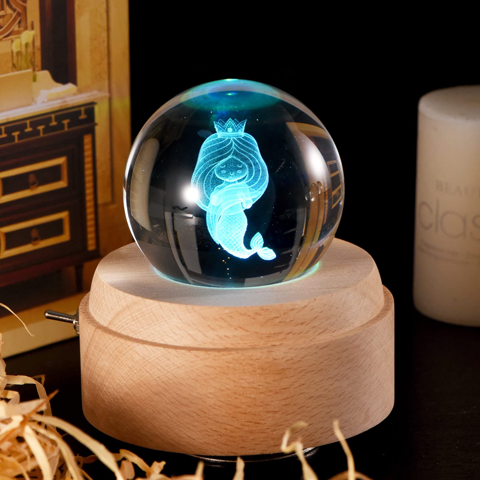 Amazon.com: Ailgely 3D Crystal Ball Music Box,Rotating Musical Box with ...