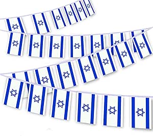Amazon.com : MacLand 30 PCS Israel Flag String,32 FT Israeli Bunting ...