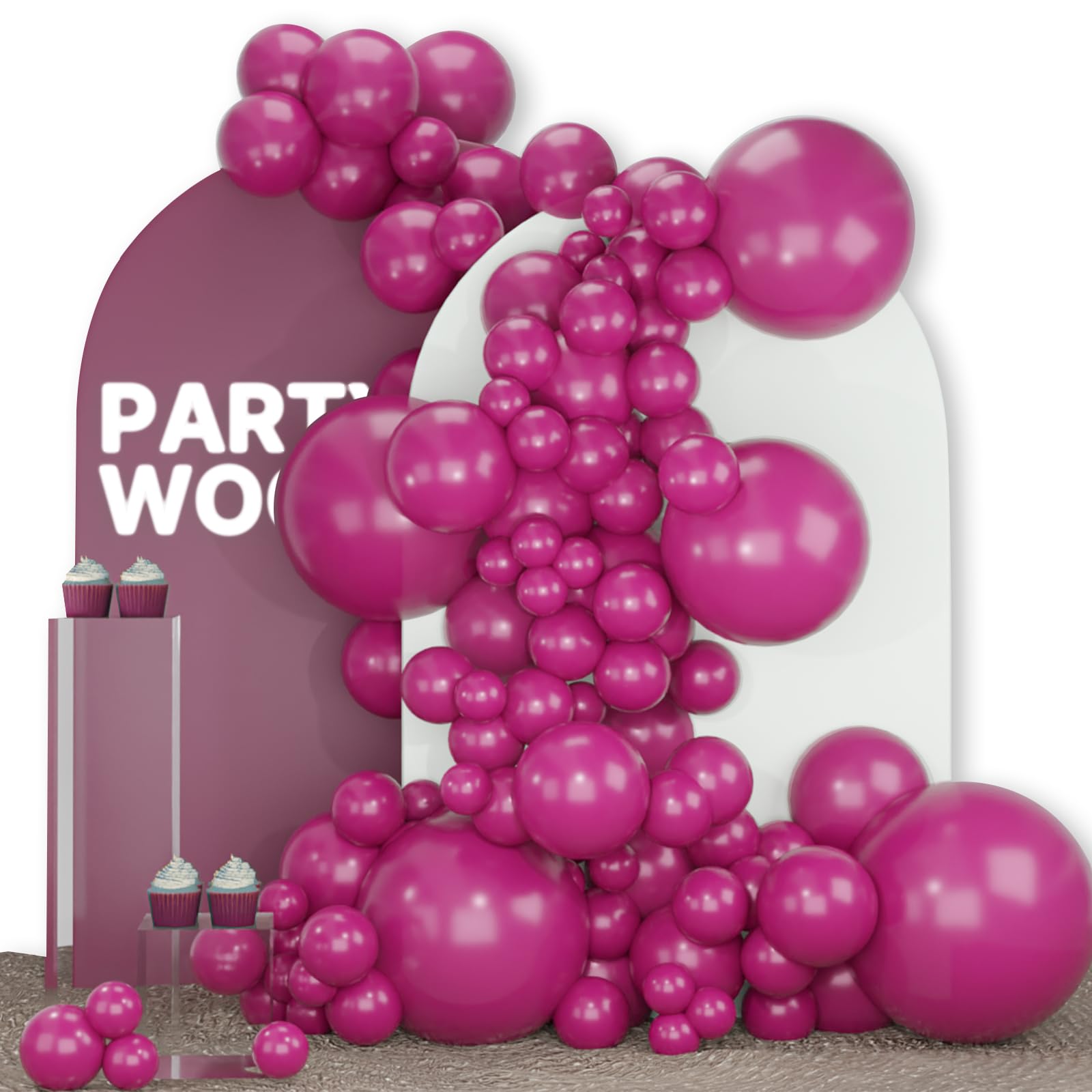 Amazon.com: PartyWoo Jazzberry Jam Pink Balloons, 142 pcs Dark Magenta ...
