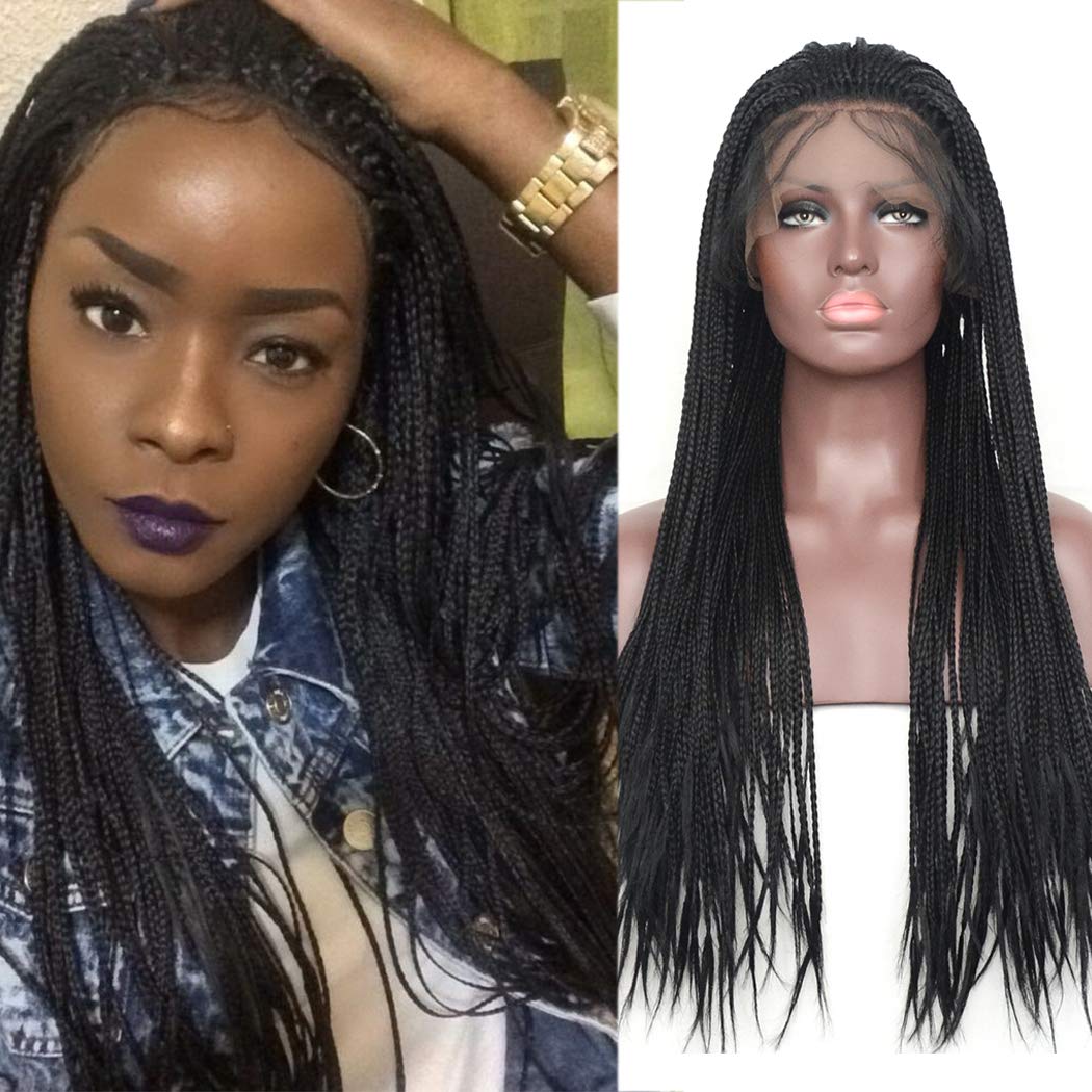 Amazon.com : BLUPLE Yaki Micro Braided 1b Synthetic Lace Front Wigs ...