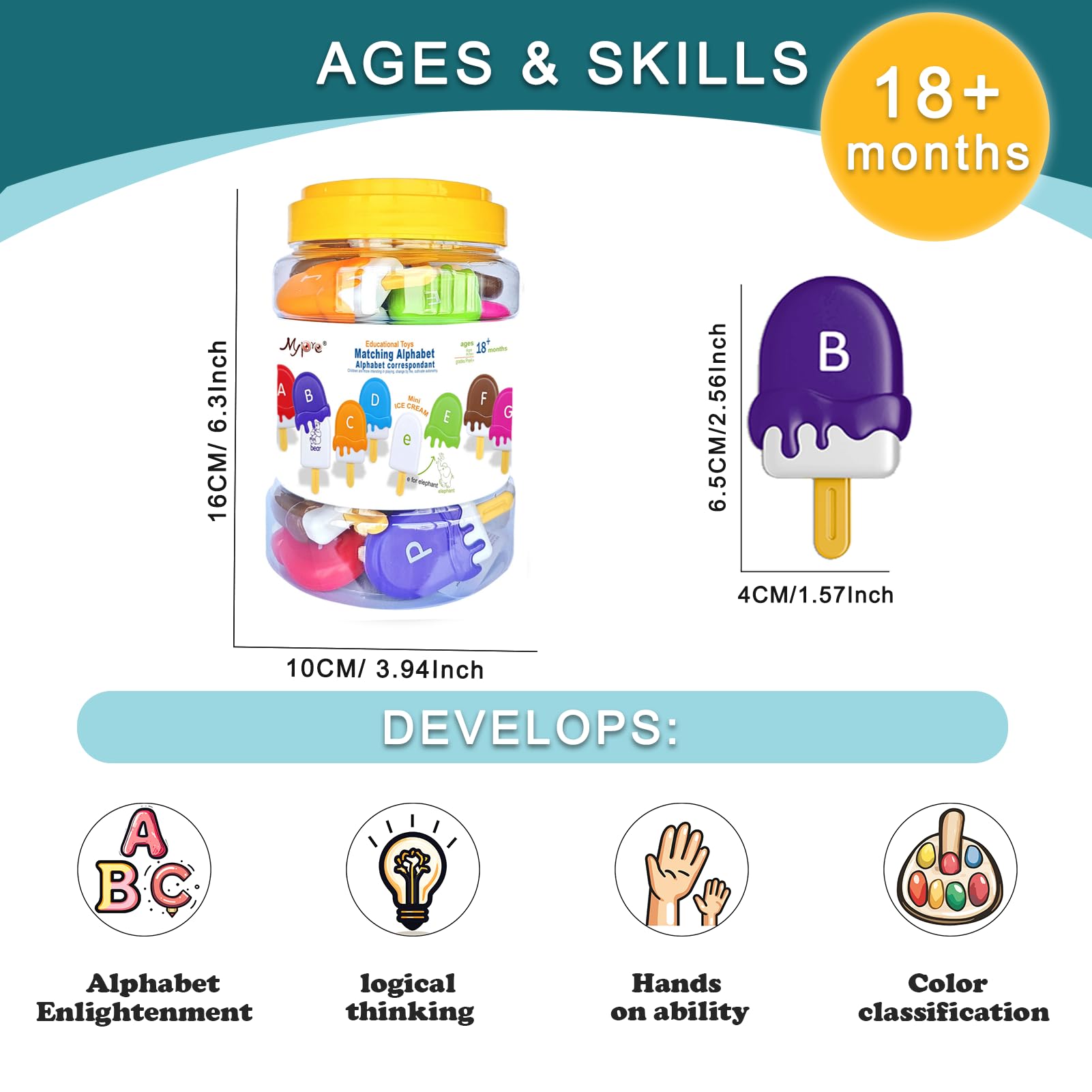Snapklik.com : Mini Ice Cream ABC Toys Preschool Educational Alphabet ...