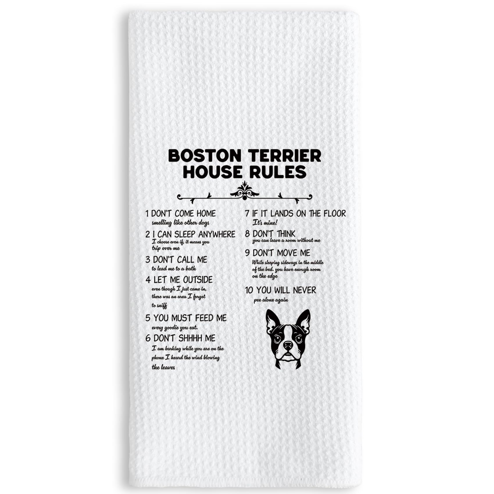 Amazon.com: TNUW Boston Terrier House Rules Kitchen Towels 16X24In ...