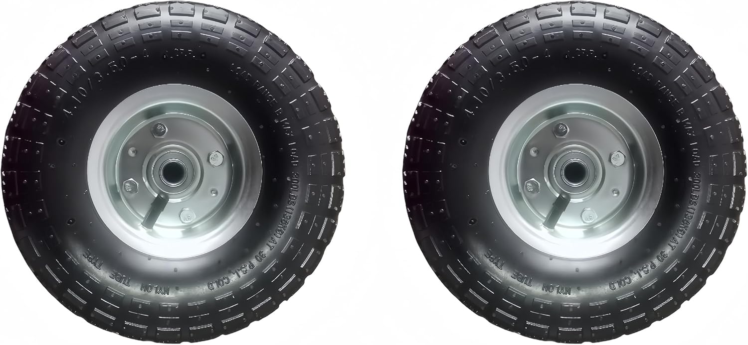 Amazon.com: (2 Pack) RRQ 10 Inch Pneumatic Wheel 4.10/3.50-4 Tire, 10" Pneumatic Wheels with 5/8 ...