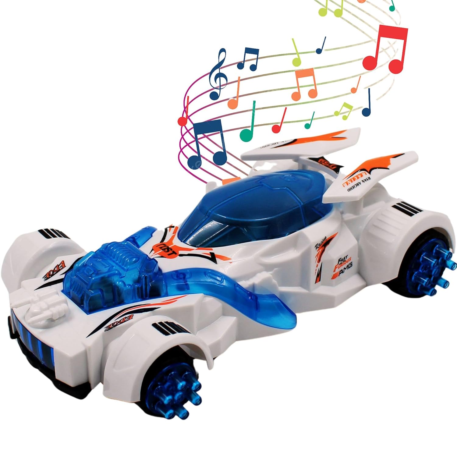 Mallexo 5D Auto Flashing Lights Moving Race Car - Sound & Light Toys ...