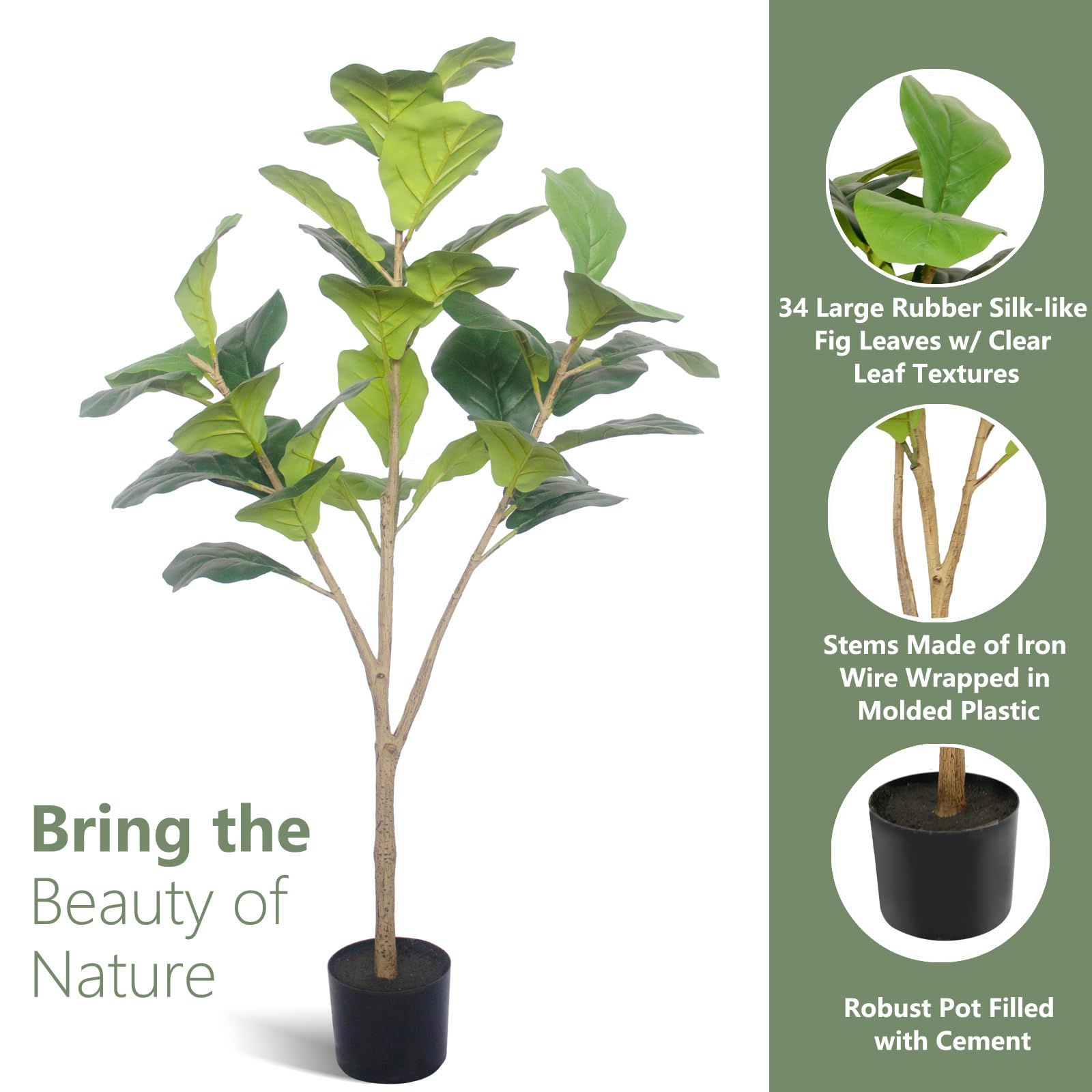 Snapklik.com : Softflame 4ft Fiddle Leaf Fig Tree Artificial, Fake ...