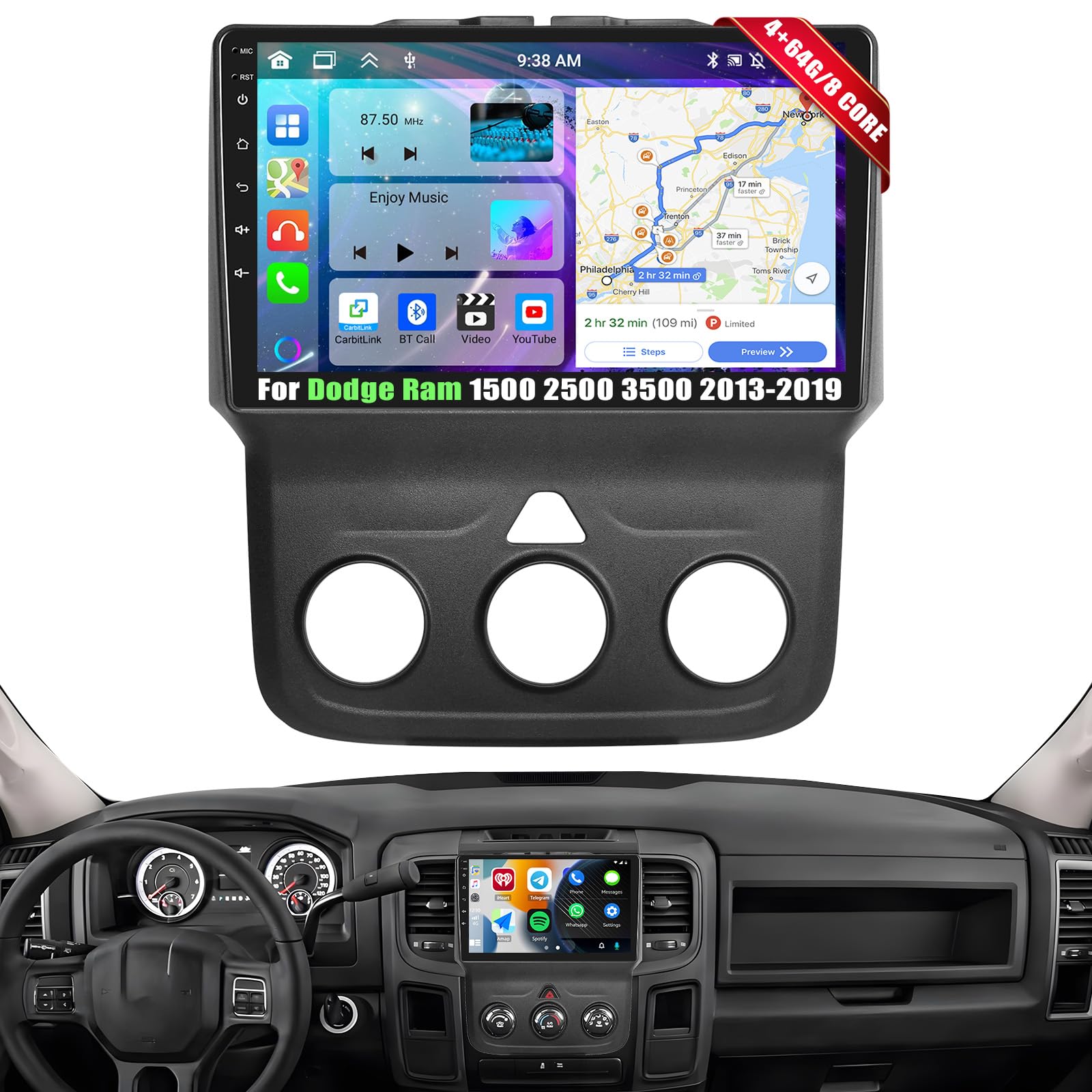 Amazon.com: [8 Core 4G+64G] Android 13 Car Stereo for Dodge Ram 1500 ...