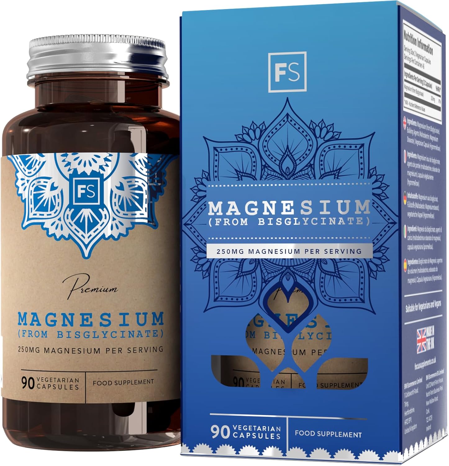 FS Magnesium Glycinate | 90 Magnesium Glycinate Bisglycinate Capsules ...