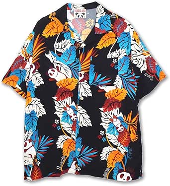 Amazon.co.jp: パンディエスタ PANDIESTA シャツ 半袖 パンダ アロハ メンズ ハワイアンシャツ モンステラ 和柄 ...