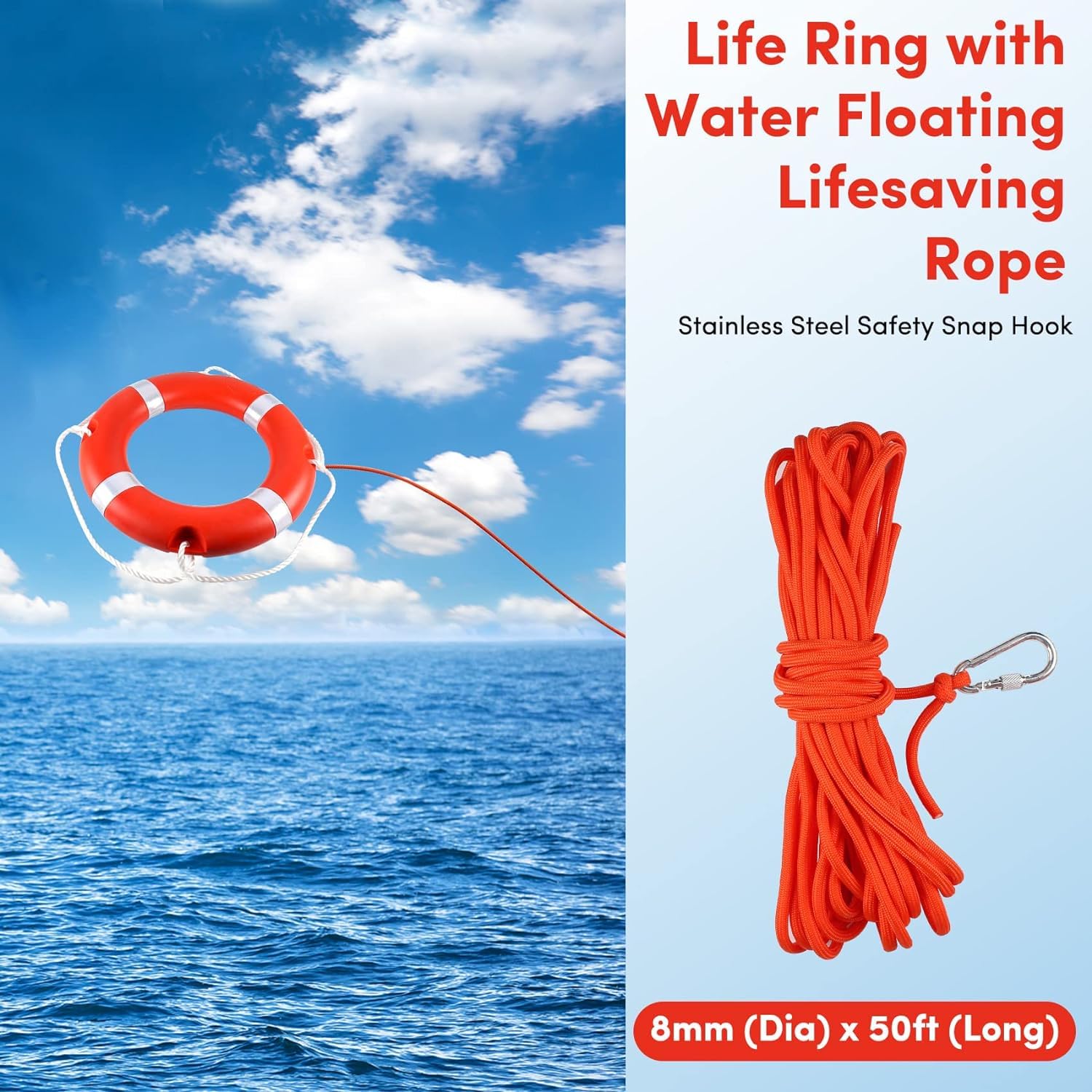 Snapklik.com : 28" Life Ring Boat Safety Throw Ring