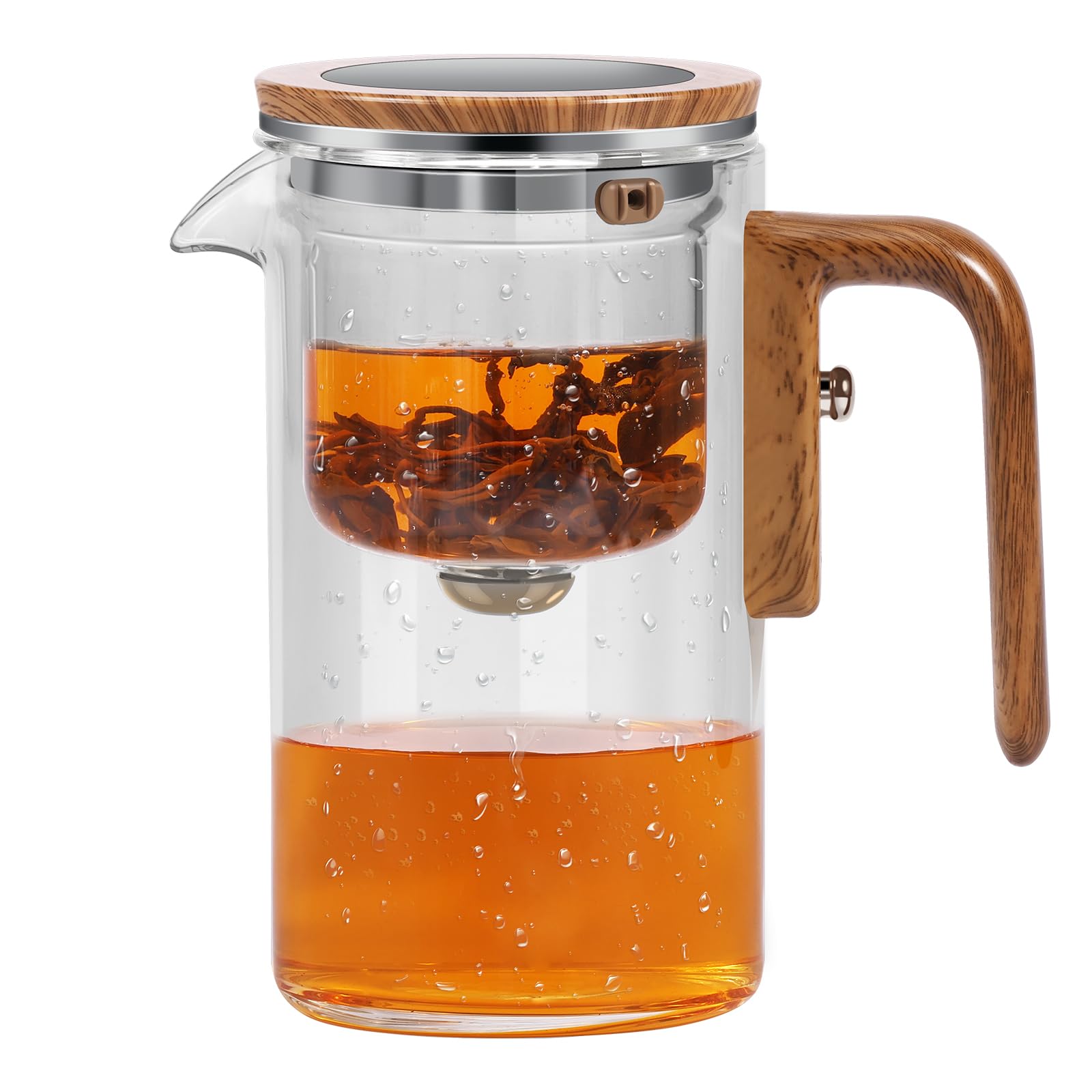 Enchanti Tea Pot, Magic Tea Pot, Water Separation Glass Teapot w Wooden ...